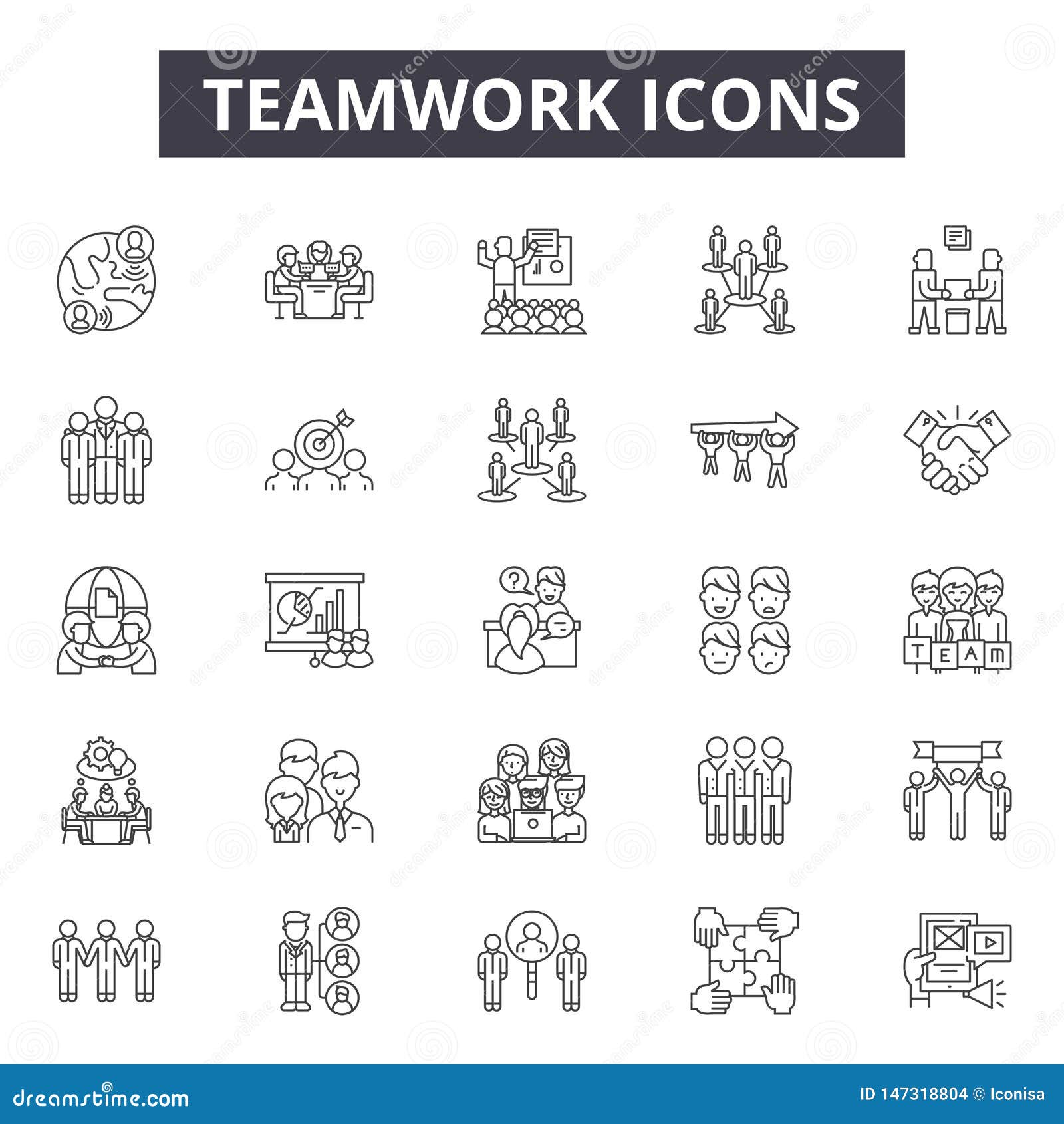 Teamwork Line Icons, Signs, Vector Set, Linear Concept, Outline ...