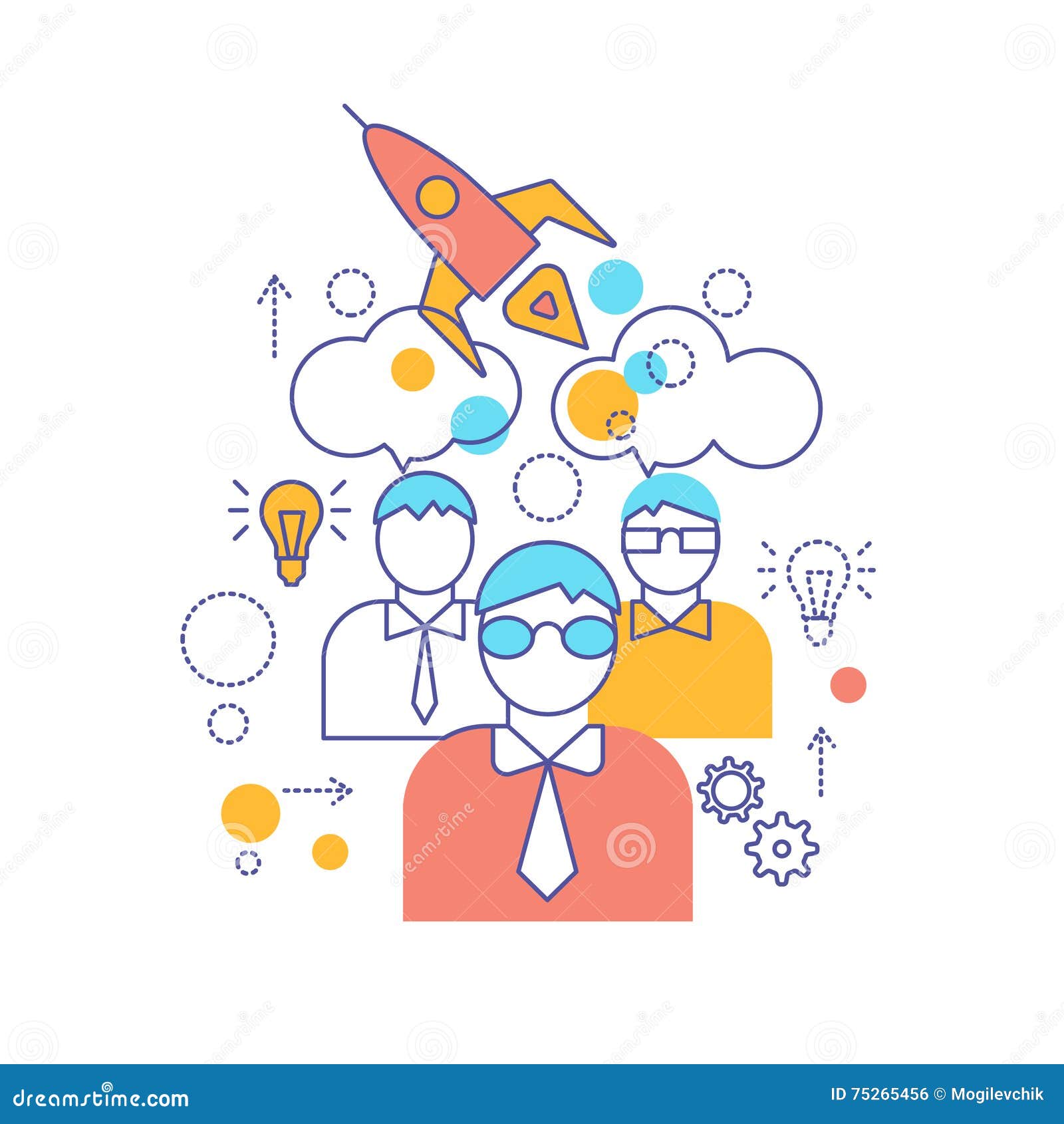 Teamwork Linear Colored Icons Cartoon Vector | CartoonDealer.com #75597927