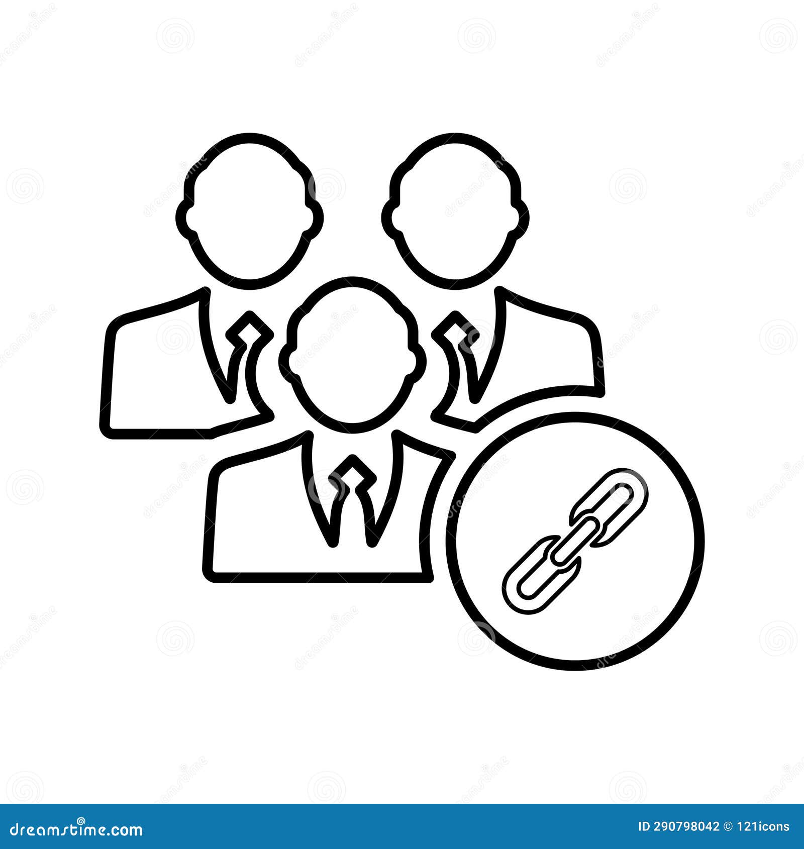 Teamwork Link Icon. Line, Outline Design Stock Vector - Illustration of ...