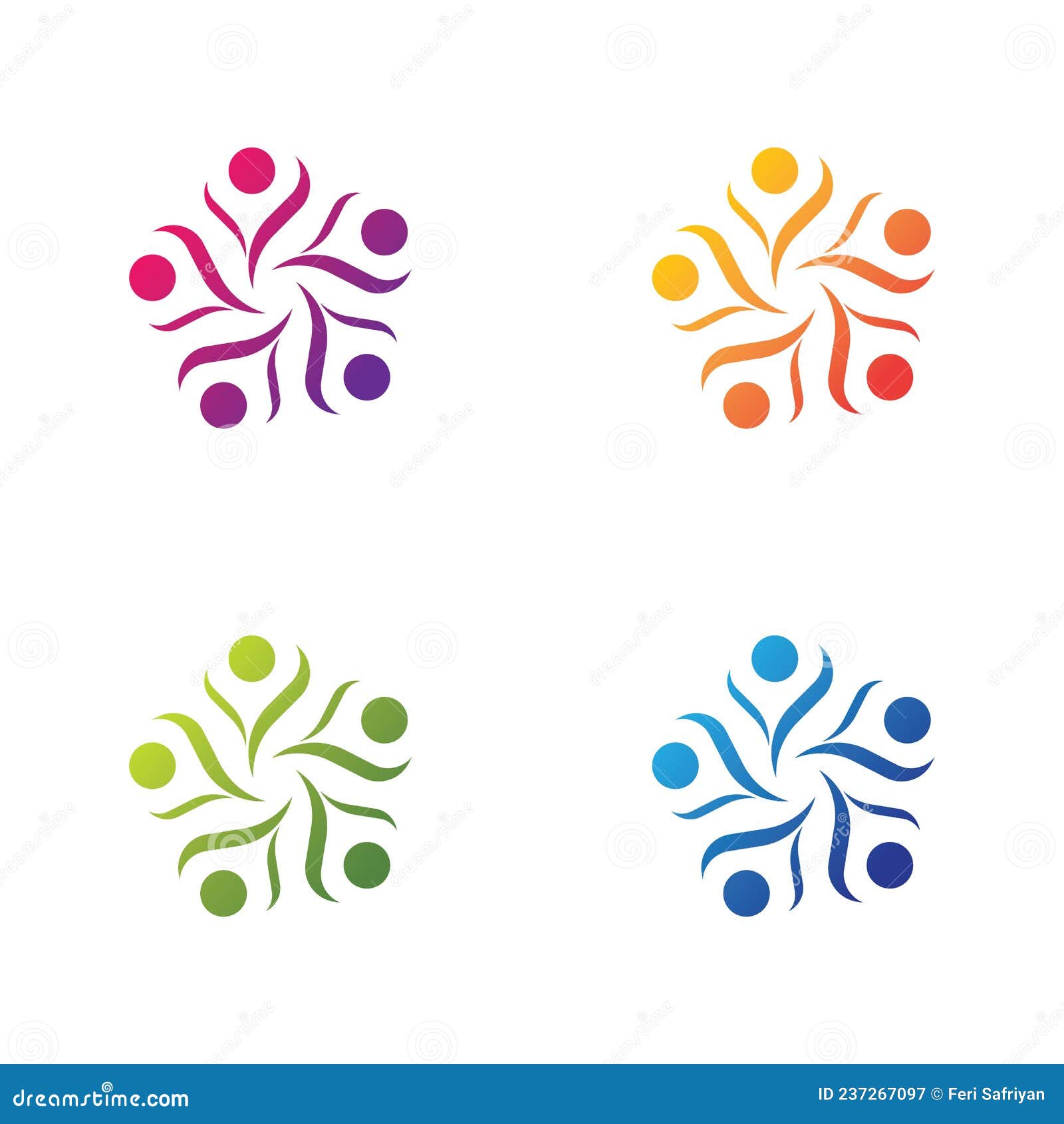 Teamwork logo icon set stock vector. Illustration of connection - 237267097