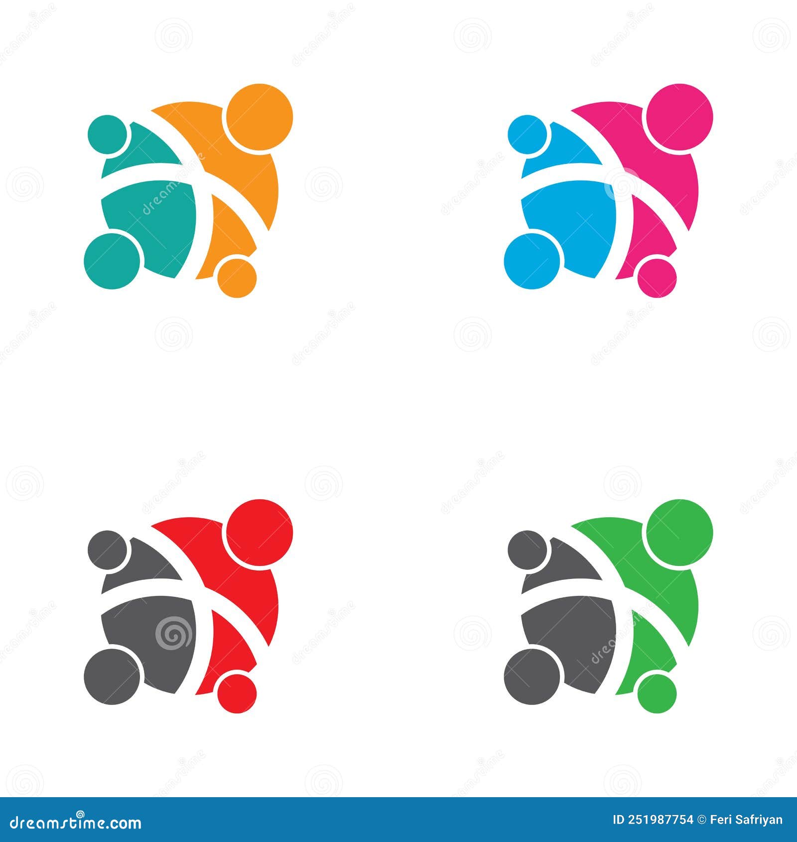 Teamwork Logo Template Icon Set Stock Illustration - Illustration of ...