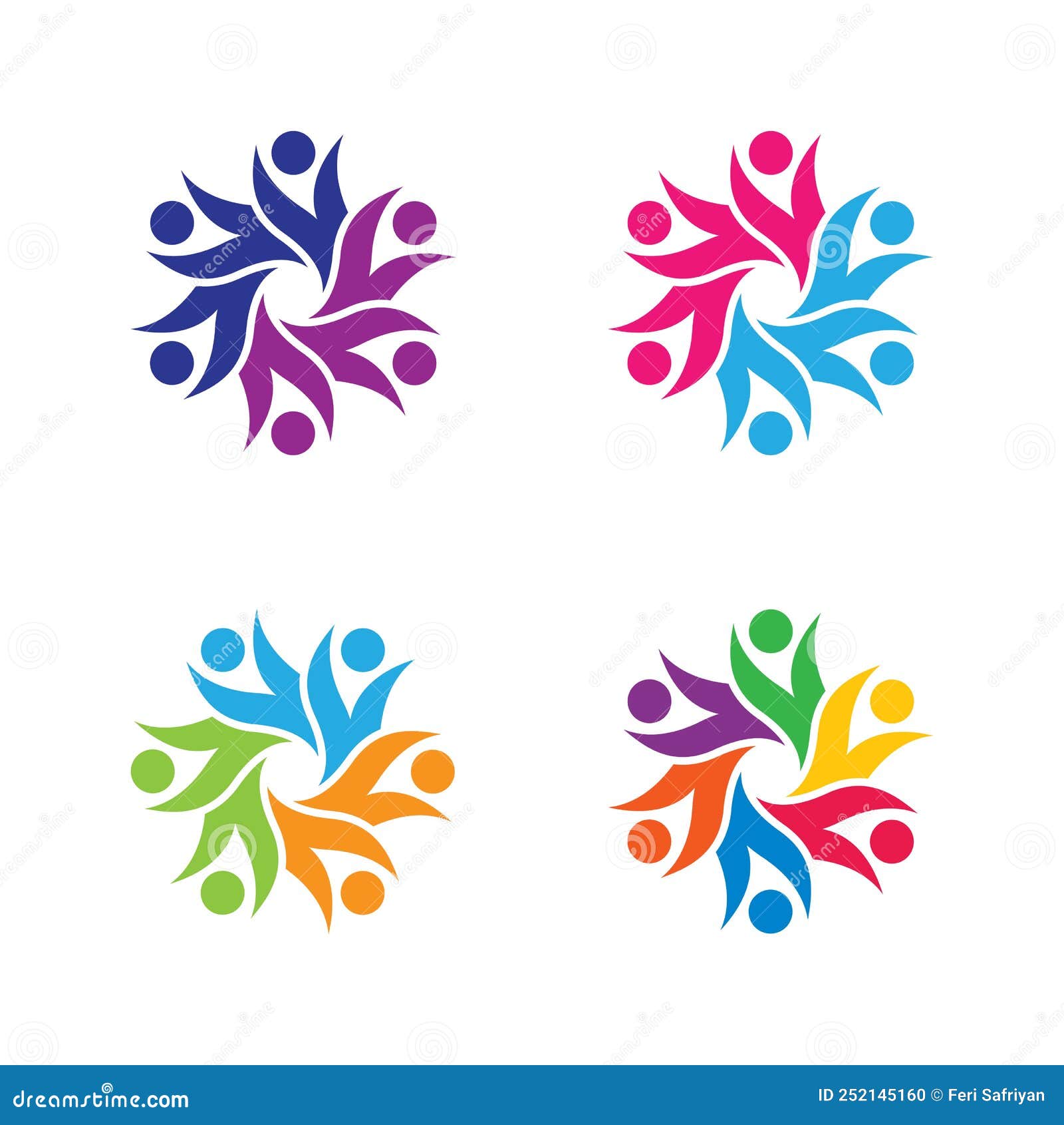 Teamwork Logo Template Icon Set Stock Illustration - Illustration of ...