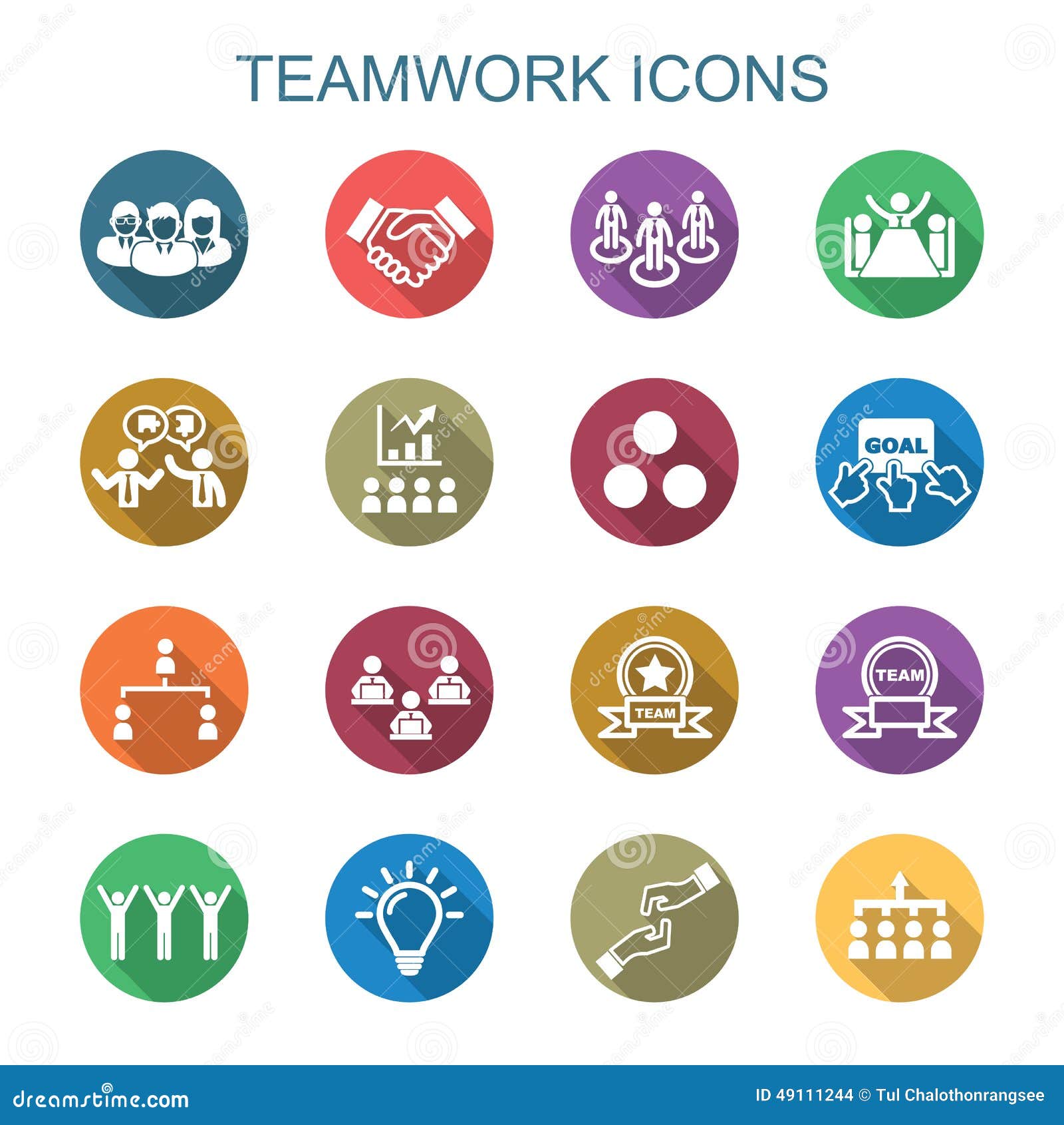 Teamwork long shadow icons stock vector. Illustration of money - 49111244