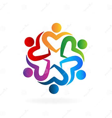 Teamwork love heart people stock vector. Illustration of date - 83664421
