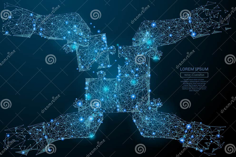 Teamwork low poly blue stock vector. Illustration of blue - 89365873