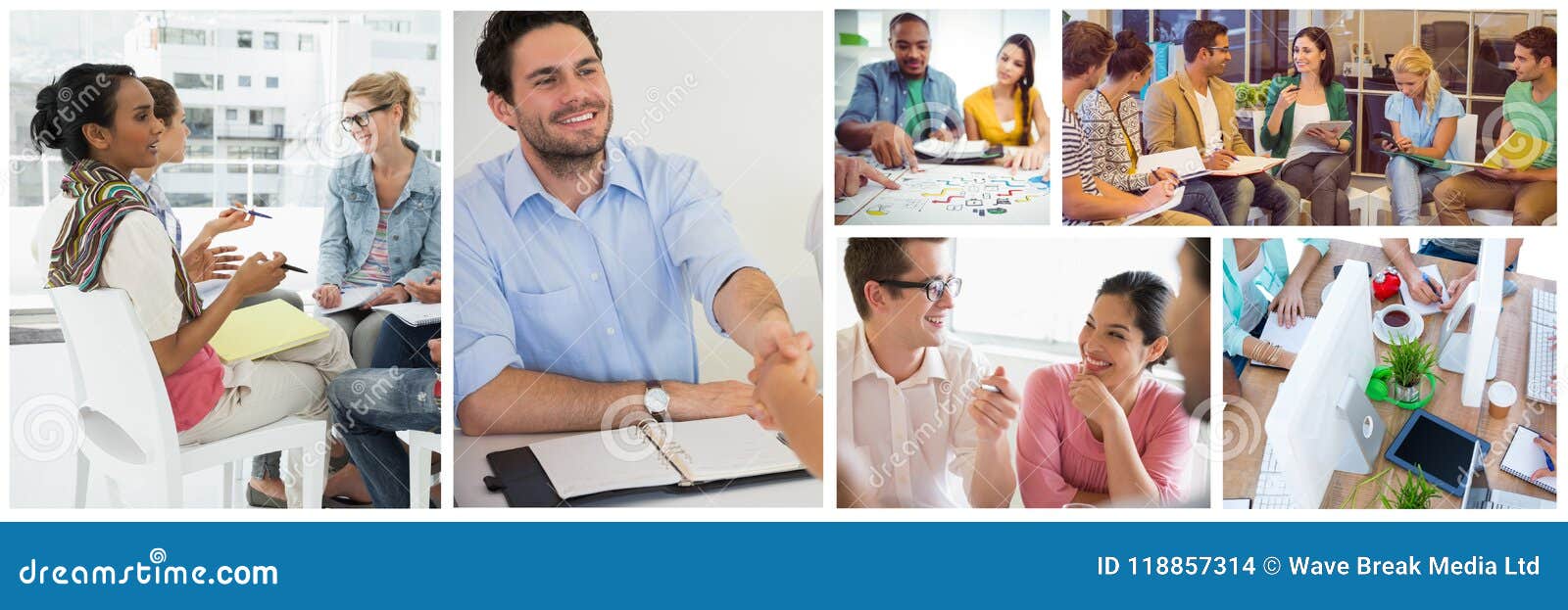 Teamwork meeting collage stock photo. Image of businesswoman - 118857314