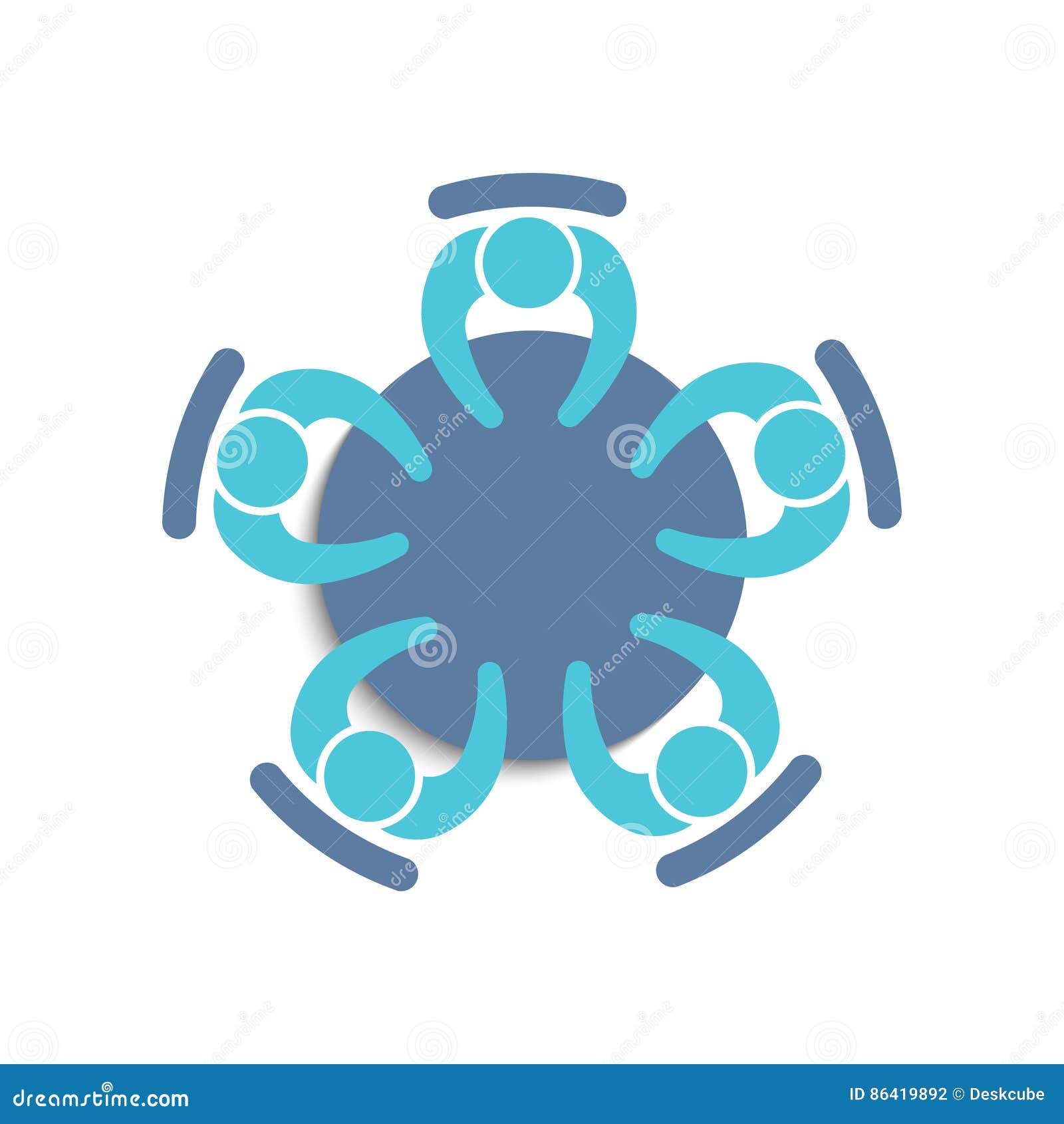 Teamwork Meeting of Five People Logo. Stock Illustration - Illustration ...