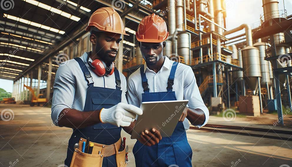 Teamwork Men in Construction Site Stock Illustration - Illustration of ...