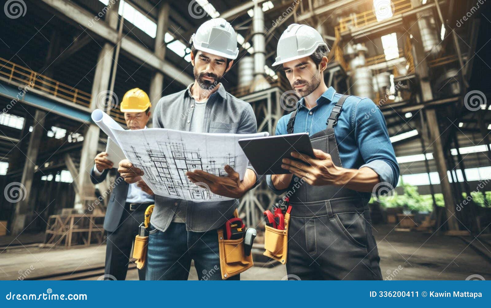 Teamwork Men in Construction Site Stock Illustration - Illustration of ...