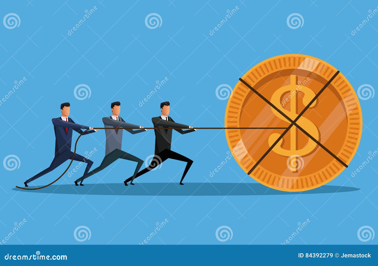 Teamwork Men Money Cooperation Investment Stock Vector - Illustration ...