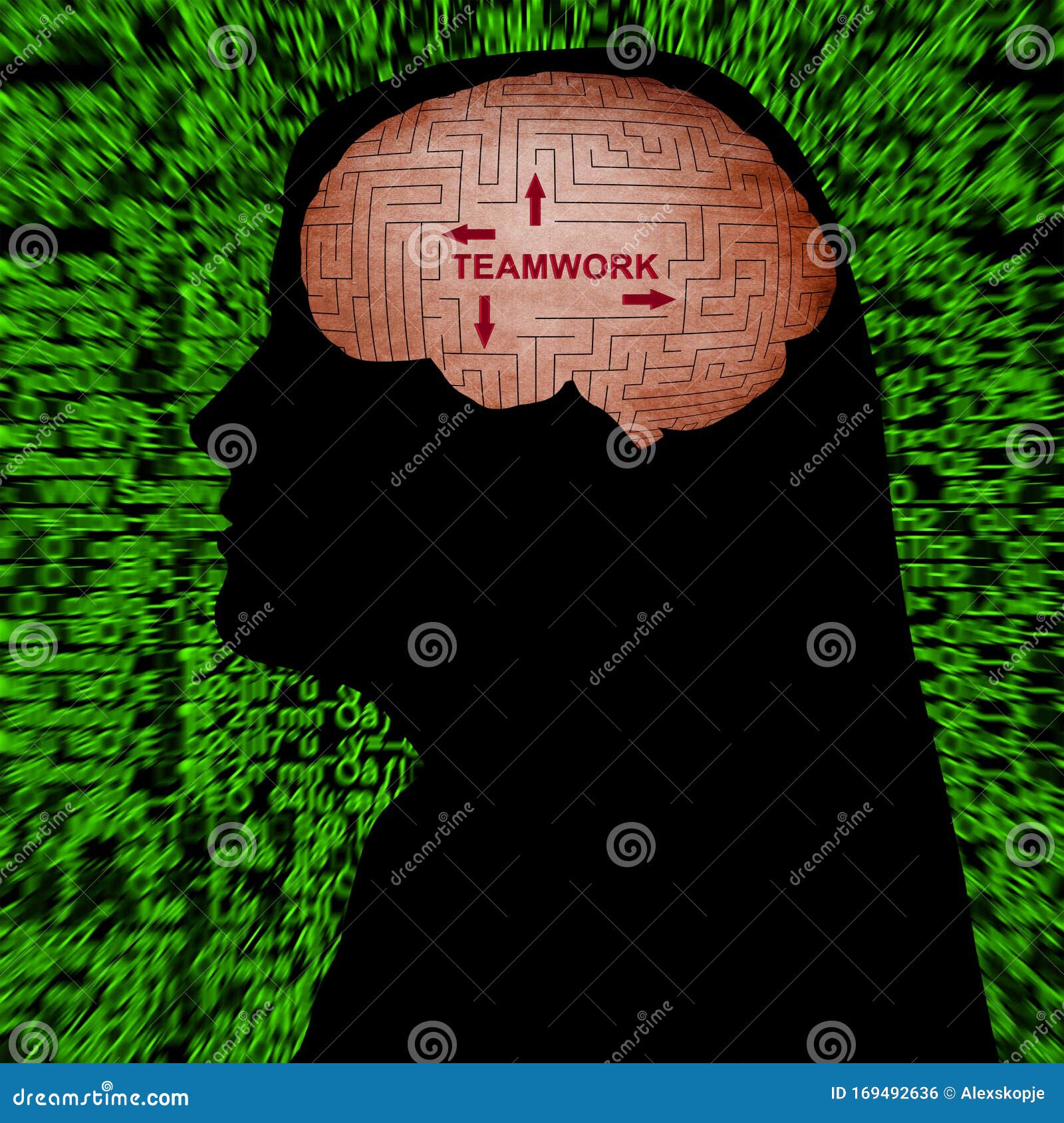 Teamwork in mind stock illustration. Illustration of cogs - 169492636