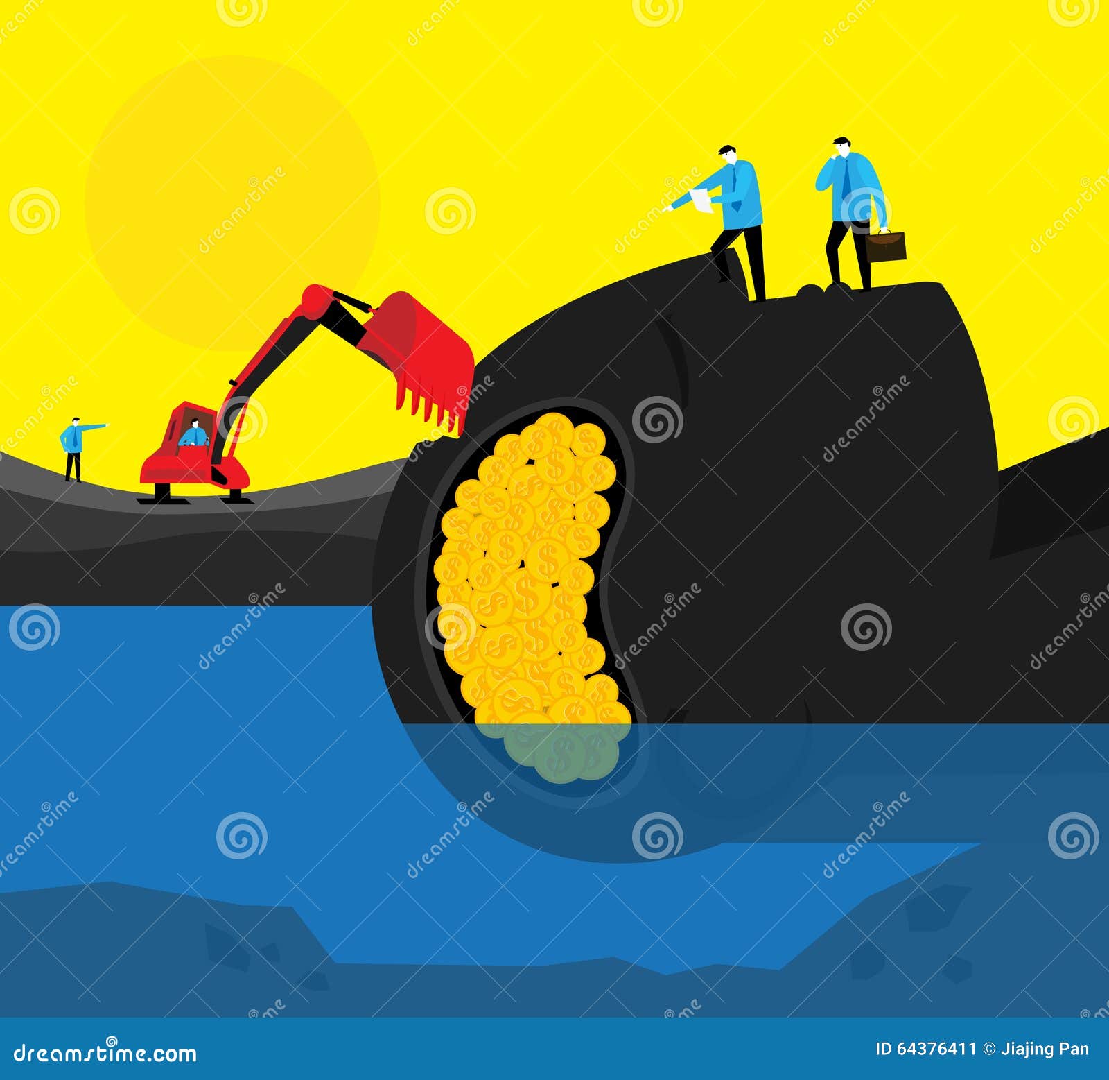 Teamwork : Mining Brain Money Stock Illustration - Illustration of ...