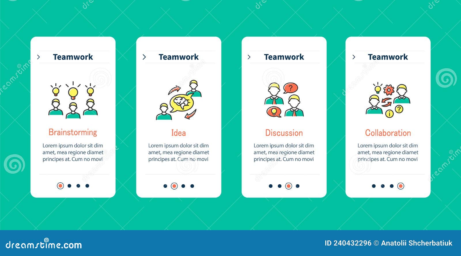 Teamwork mobile app screen stock vector. Illustration of partnership ...