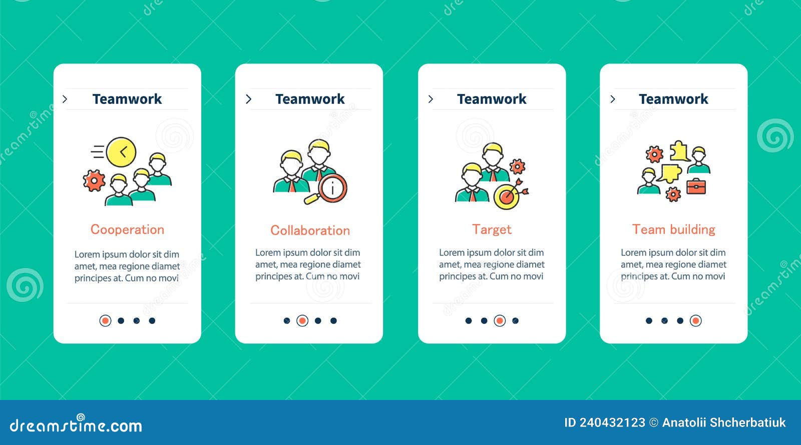 Teamwork mobile app screen stock vector. Illustration of team - 240432123