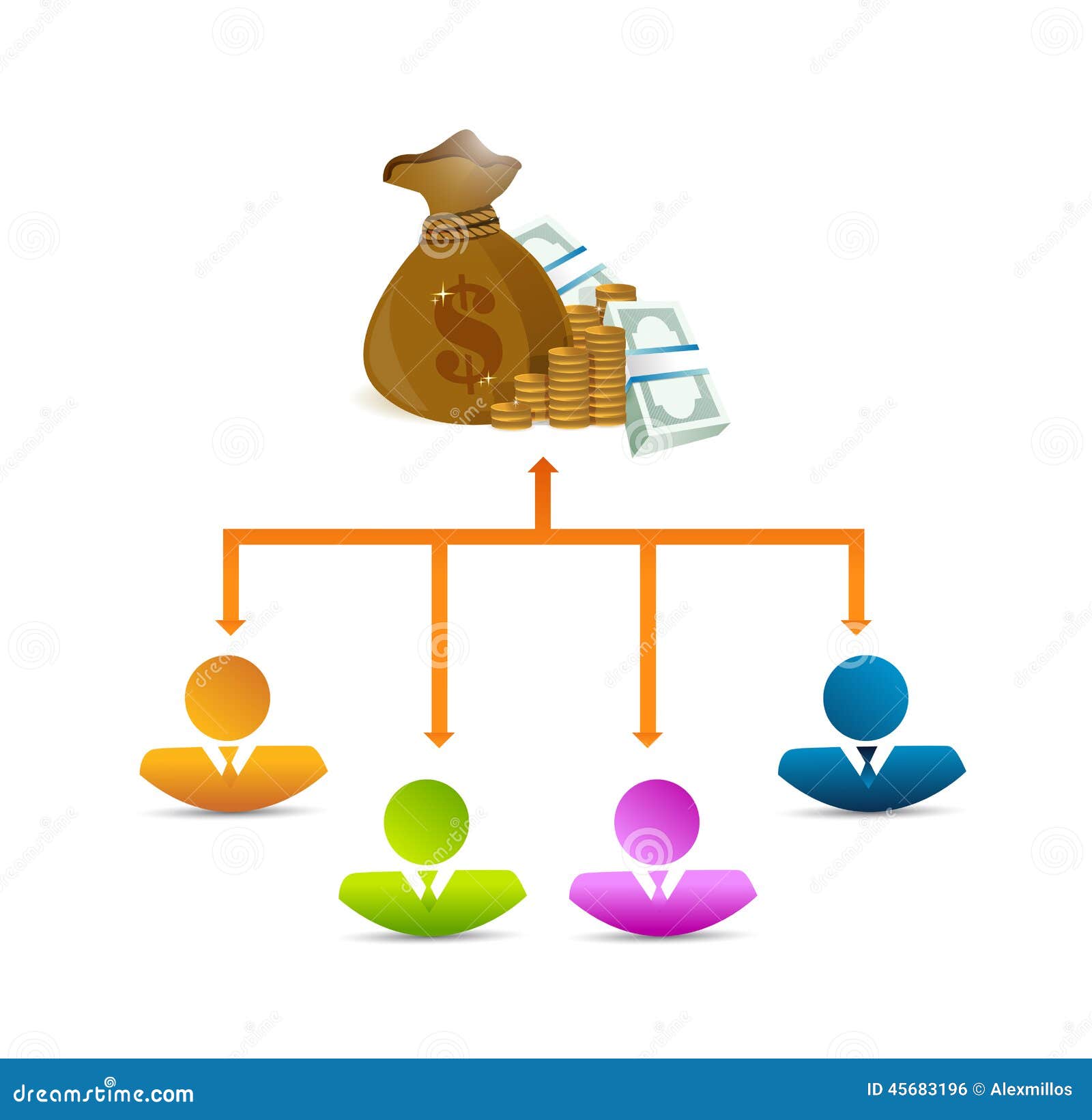 Teamwork Money Diagram Illustration Stock Illustration - Illustration ...