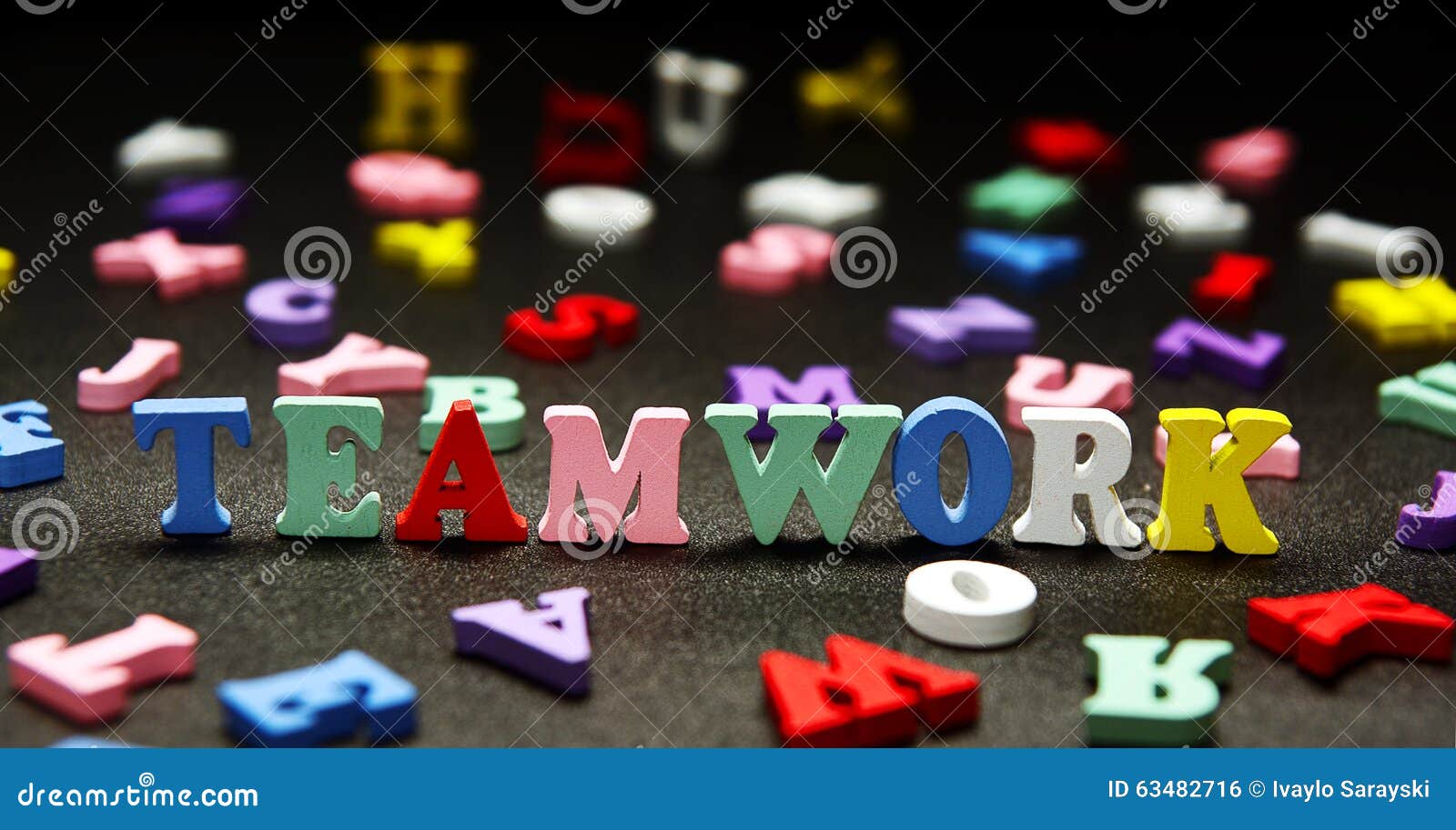 Teamwork Multicolored Letters on Black Stock Photo - Image of concept ...