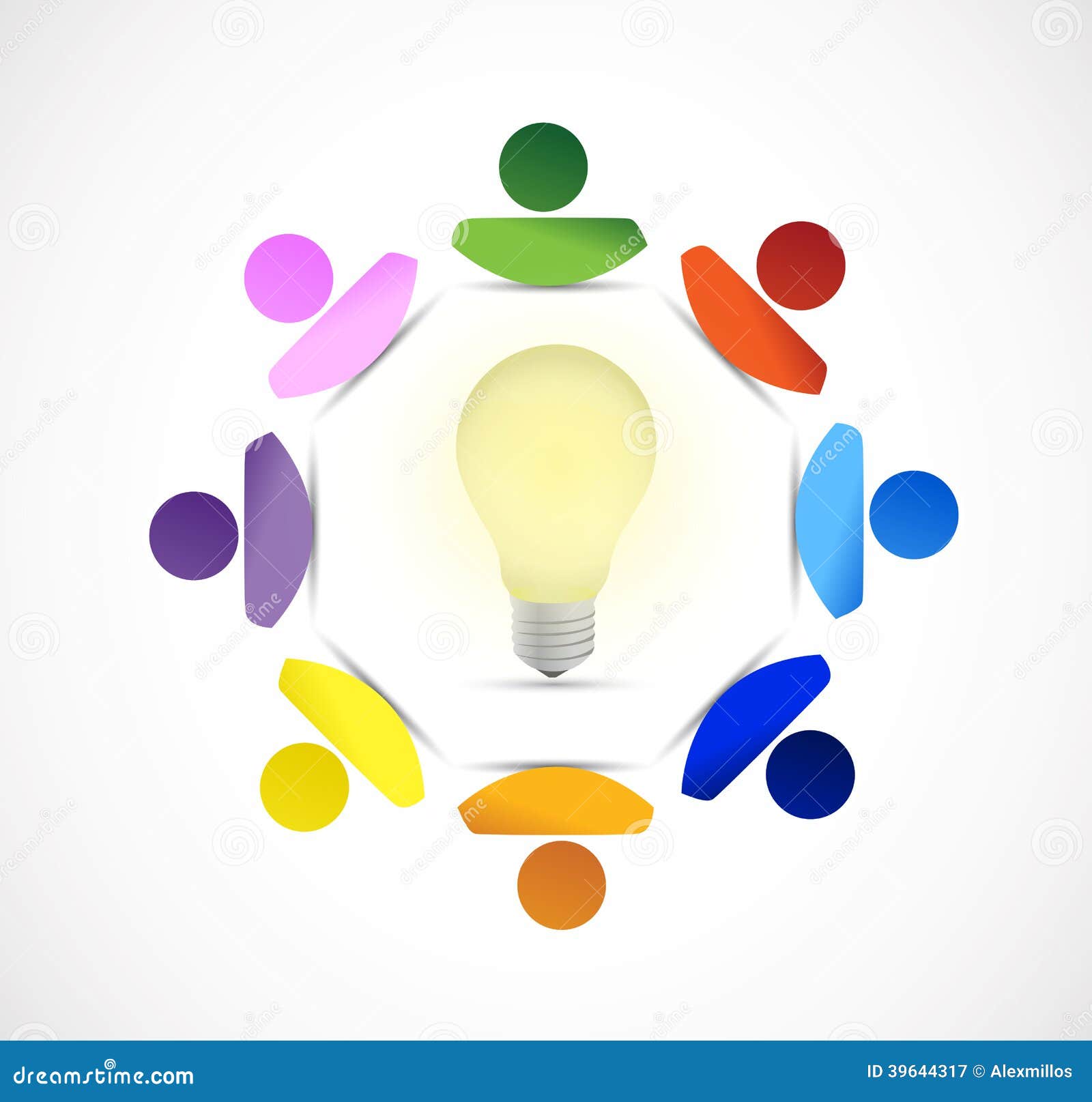 Teamwork Network and Idea Light Bulb Illustration Stock Illustration ...