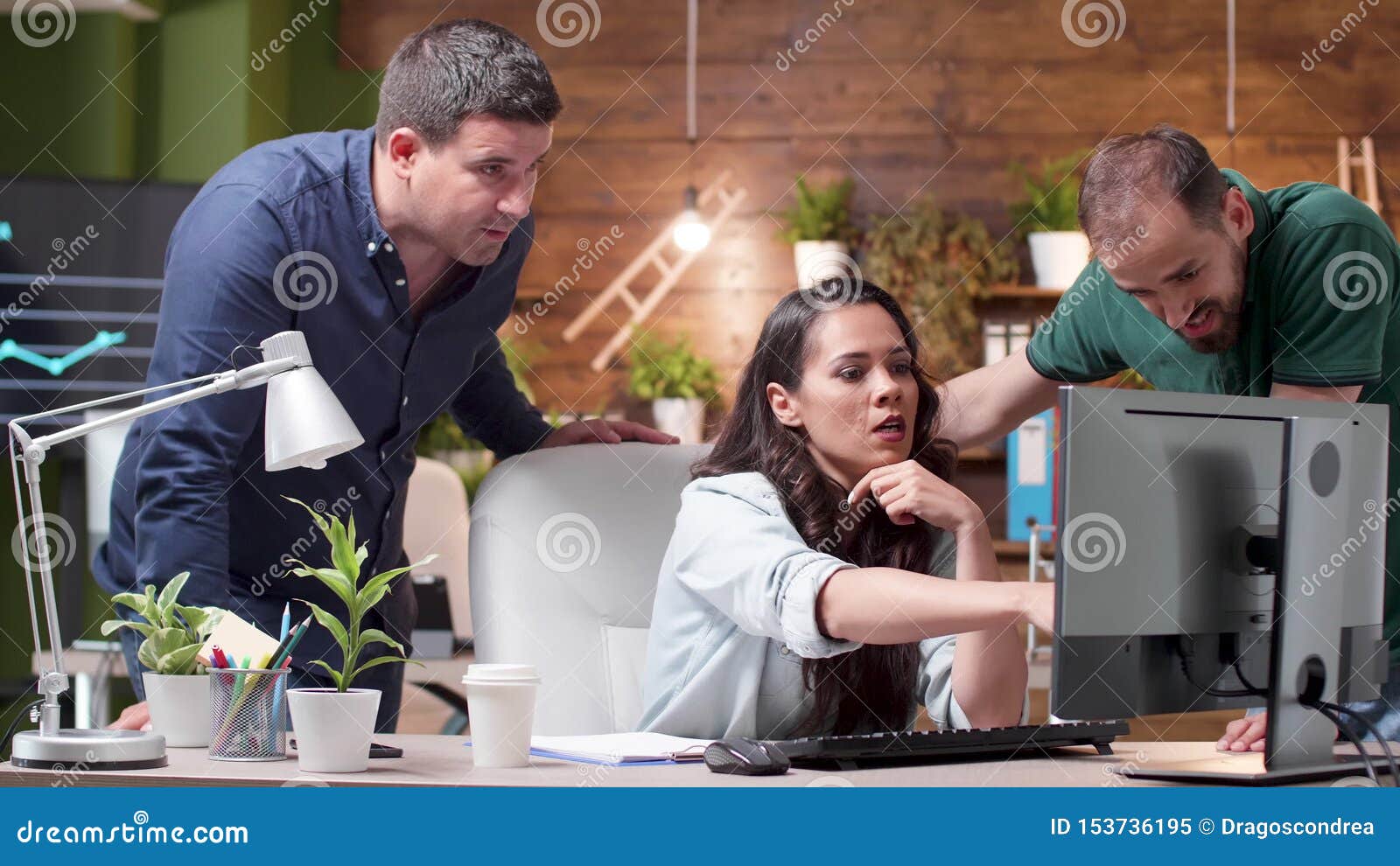 Teamwork on a new project stock video. Video of display - 153736195