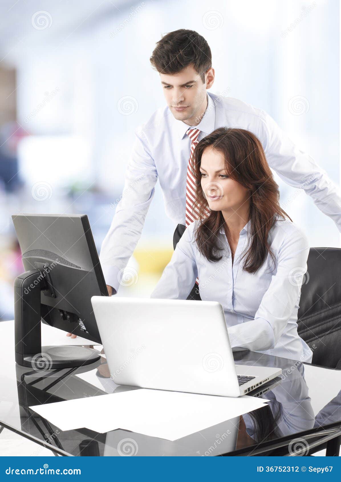 Teamwork in the office stock photo. Image of businesswoman - 36752312