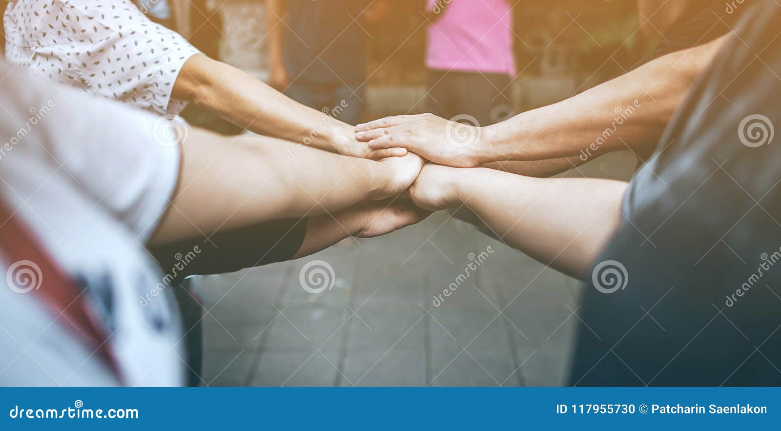 Teamwork with Our Arms and Hands. Stock Photo - Image of diversity ...