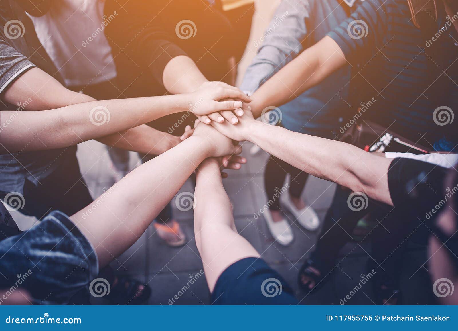 Teamwork with Our Arms and Hands. Stock Photo - Image of collaboration ...
