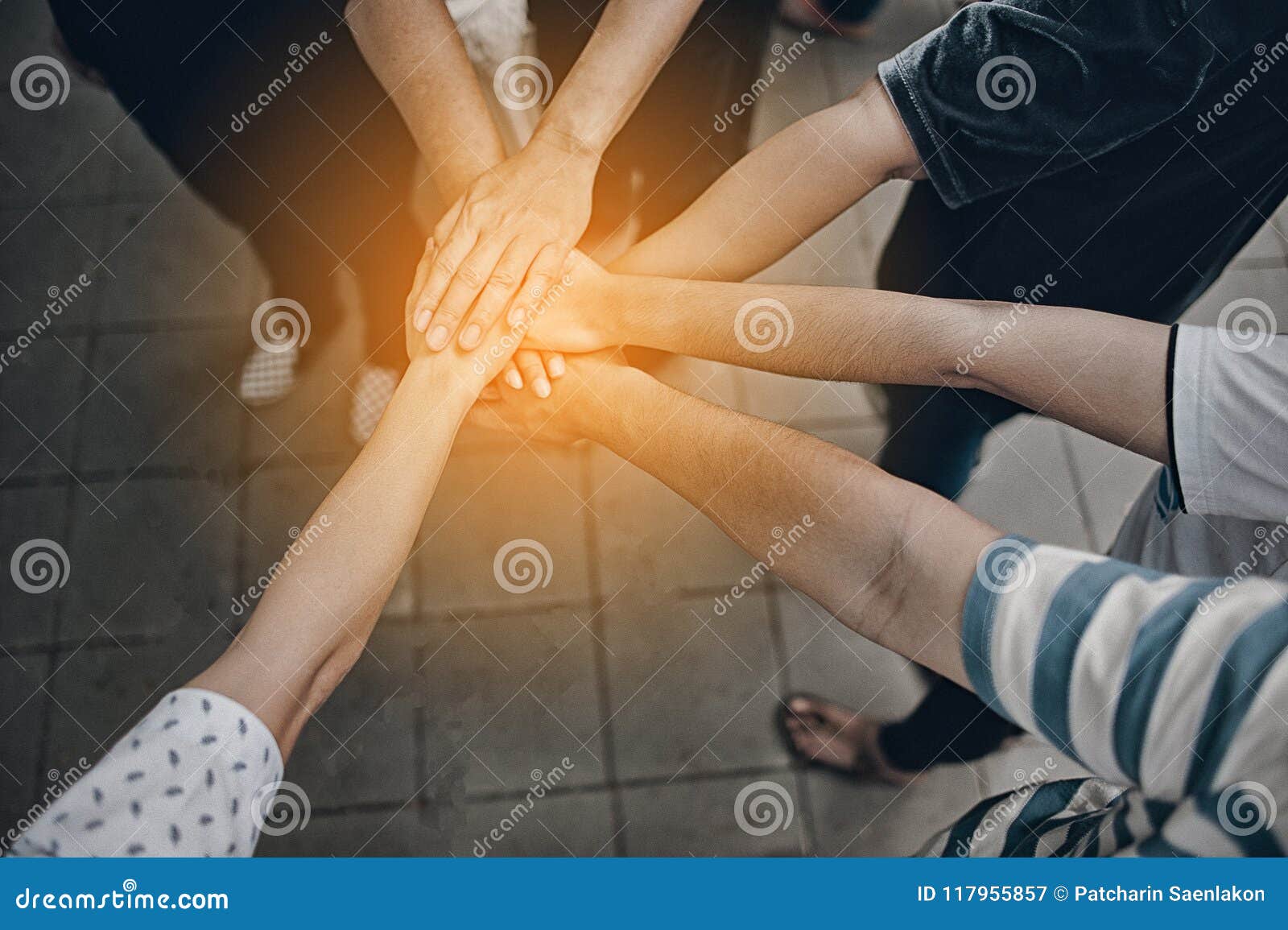 Teamwork with Our Arms and Hands. Stock Image - Image of group, high ...