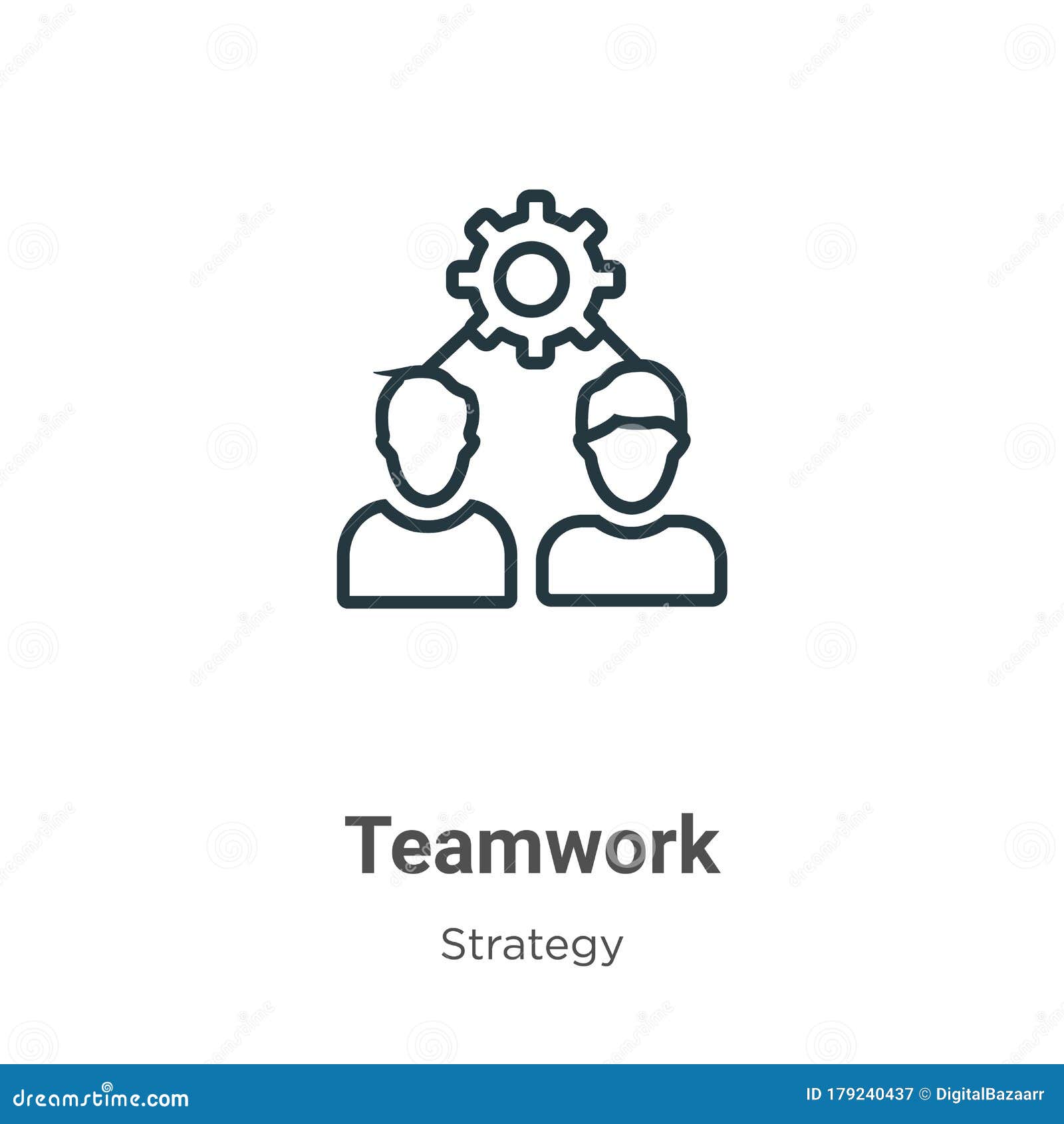 Teamwork Outline Vector Icon. Thin Line Black Teamwork Icon, Flat ...