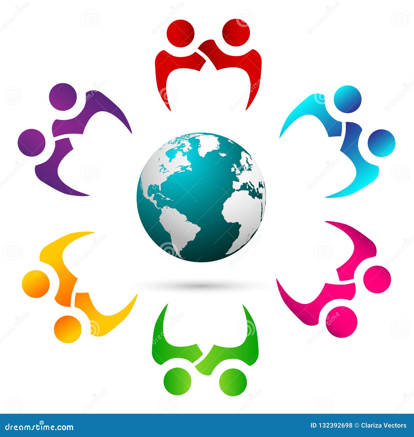 Teamwork Pair of People Together with Globe & Shadow Logo Stock Vector ...