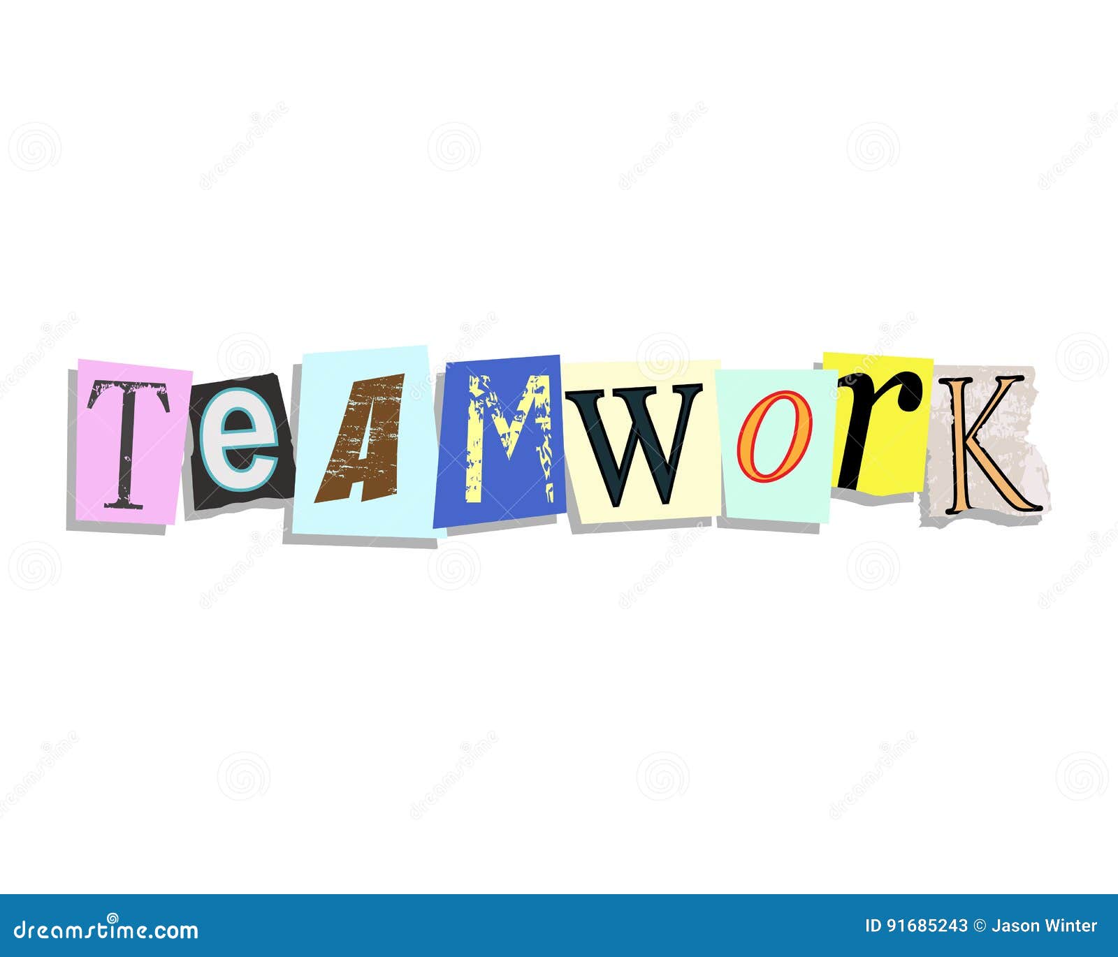 Teamwork Paper Letters stock vector. Illustration of team - 91685243