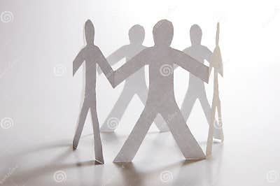 Teamwork of paper man stock image. Image of group, dance - 9360119