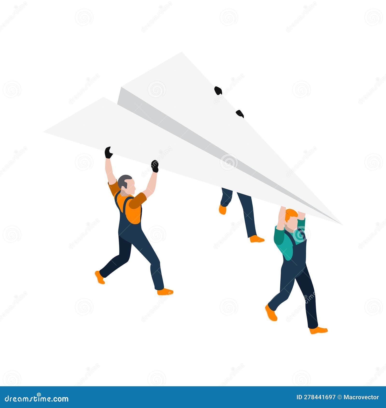 Teamwork Paper Plane Composition Stock Vector - Illustration of people ...