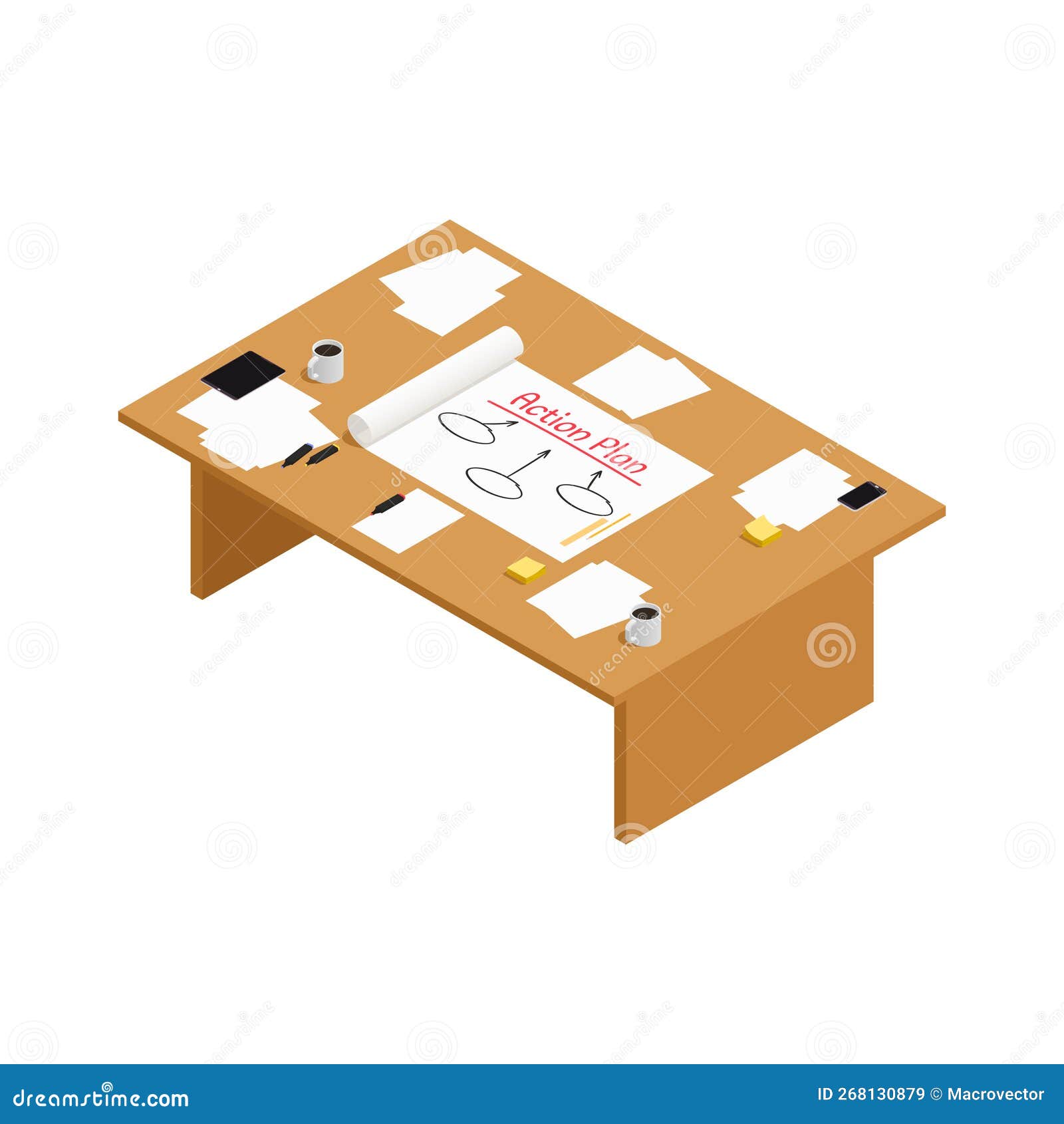 Teamwork Paperwork Table Composition Stock Vector - Illustration of ...