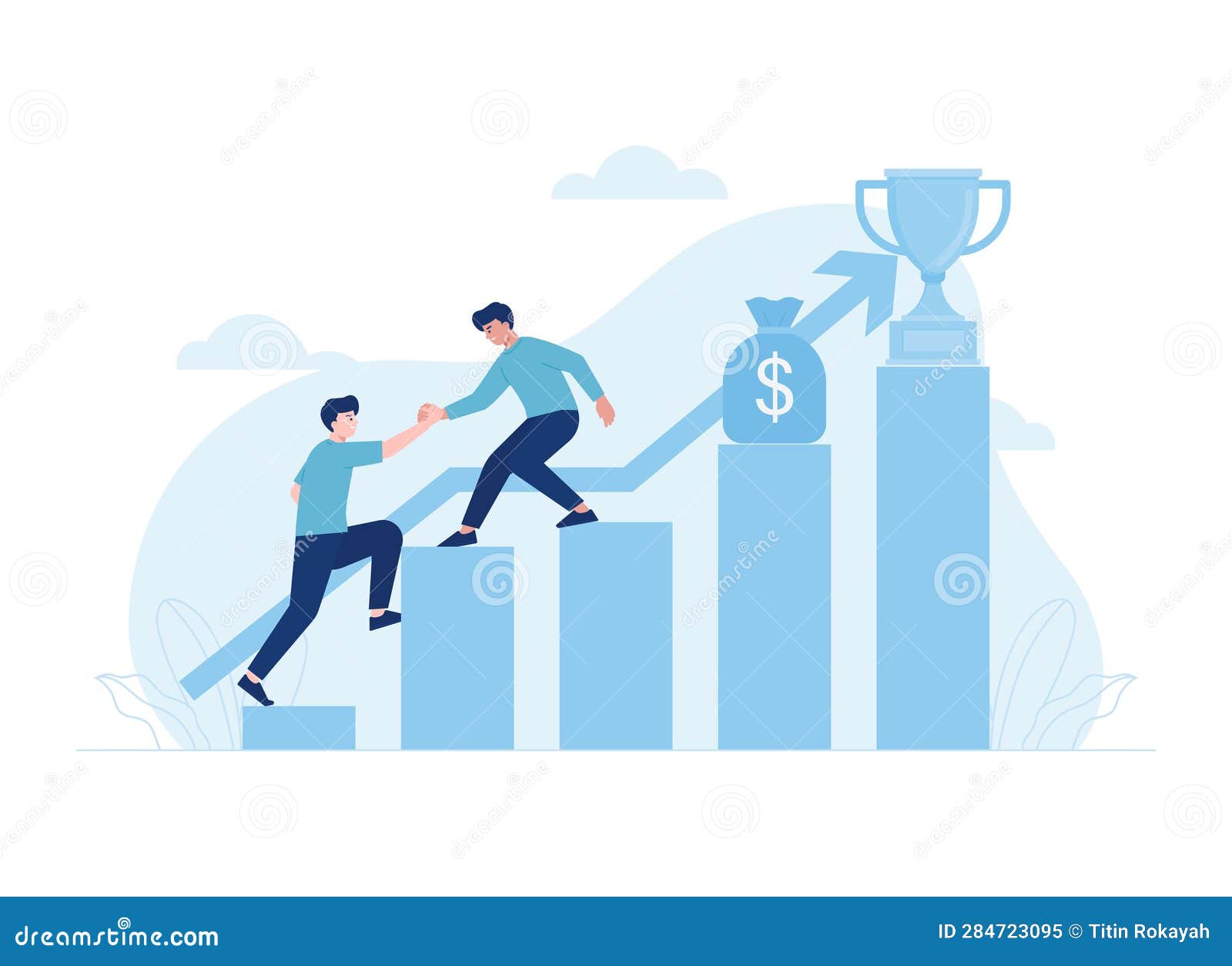 Teamwork with Partners for Career Goals Concept Flat Illustration Stock ...