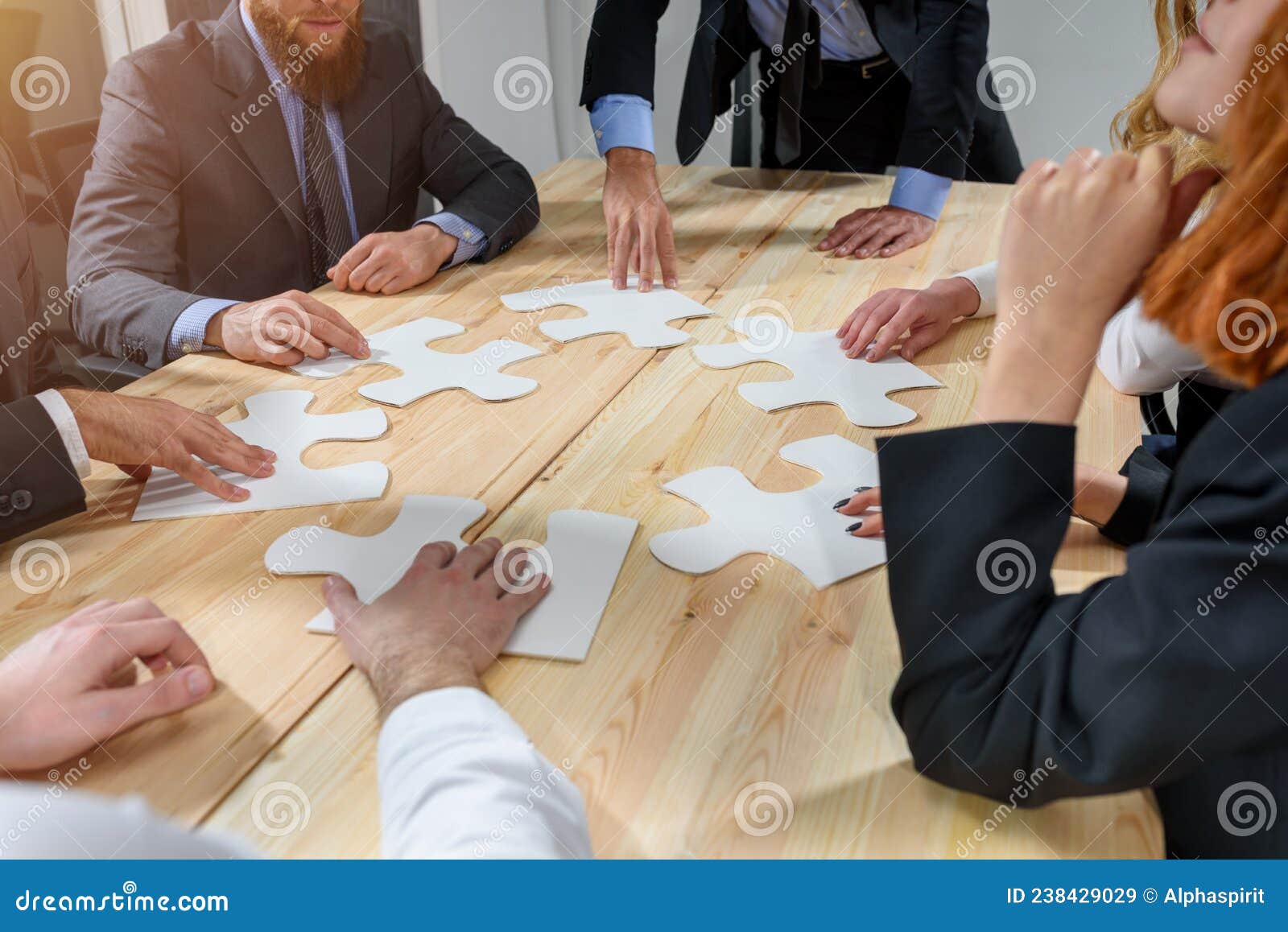 Teamwork of Partners Connect Puzzle Pieces As Integration and Startup ...