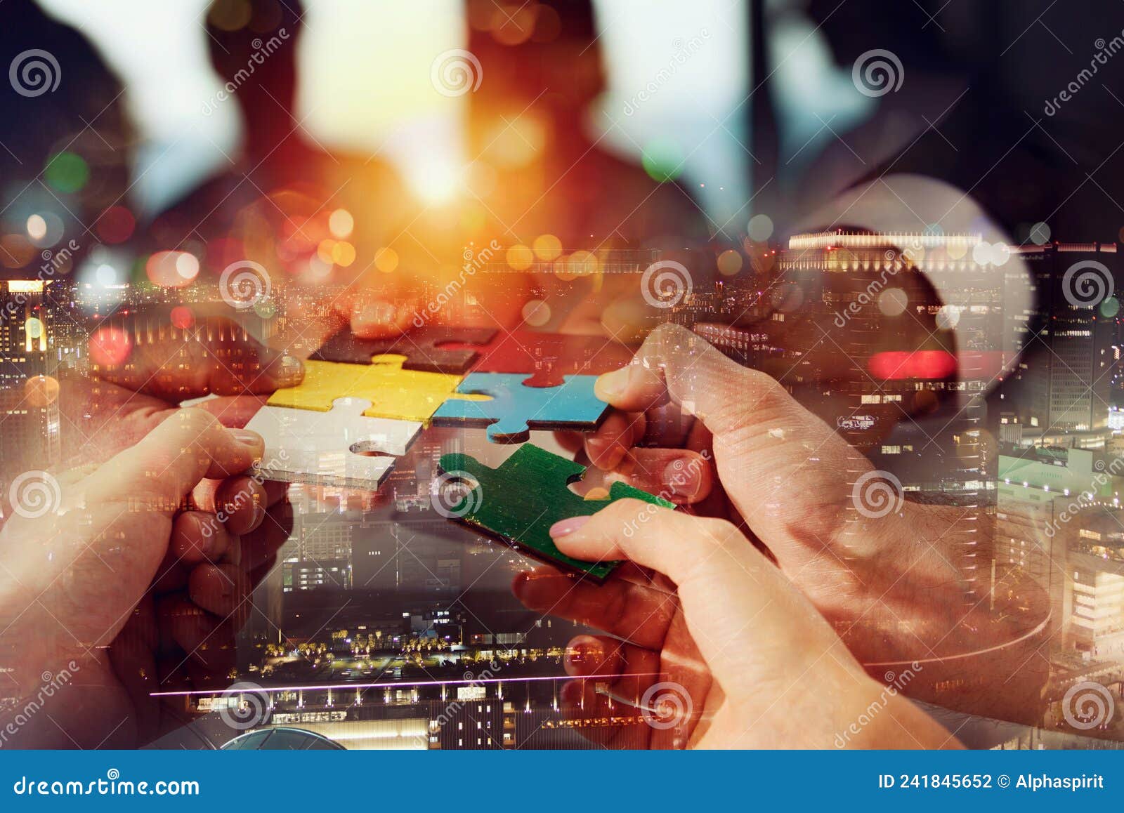 Teamwork of Partners Connect Puzzle Pieces As Integration and Startup ...