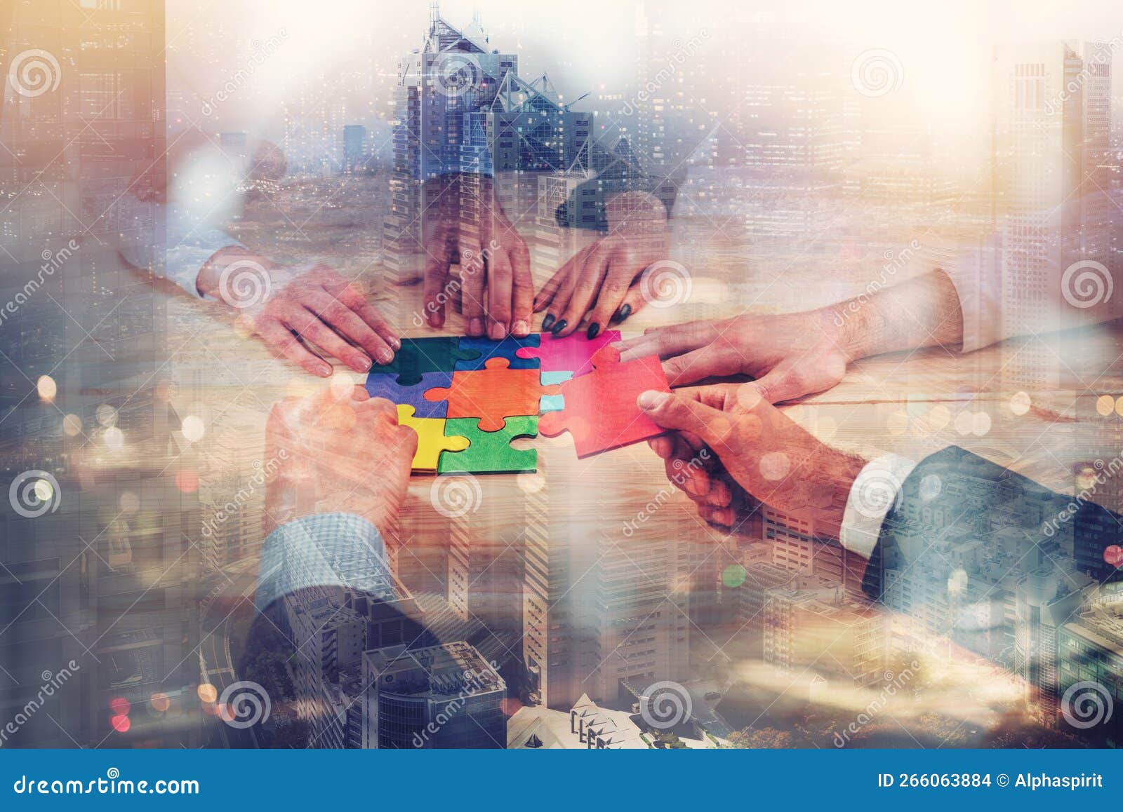 Teamwork of Partners Connect Puzzle Pieces As Integration and Startup ...