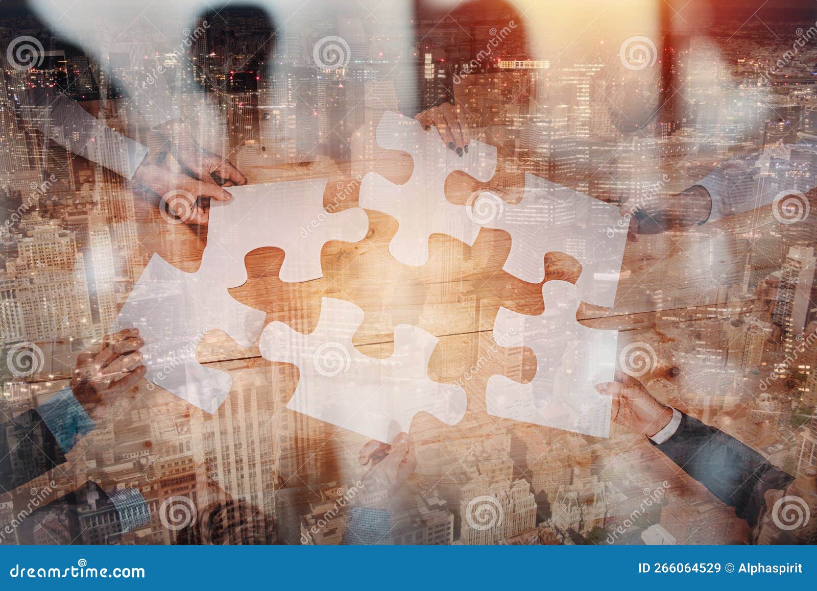 Teamwork of Partners Connect Puzzle Pieces As Integration and Startup ...