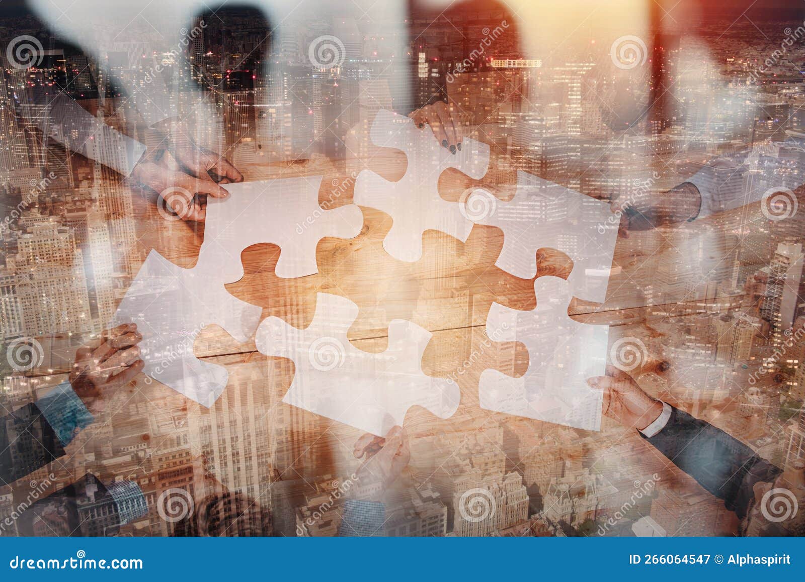 Teamwork of Partners Connect Puzzle Pieces As Integration and Startup ...