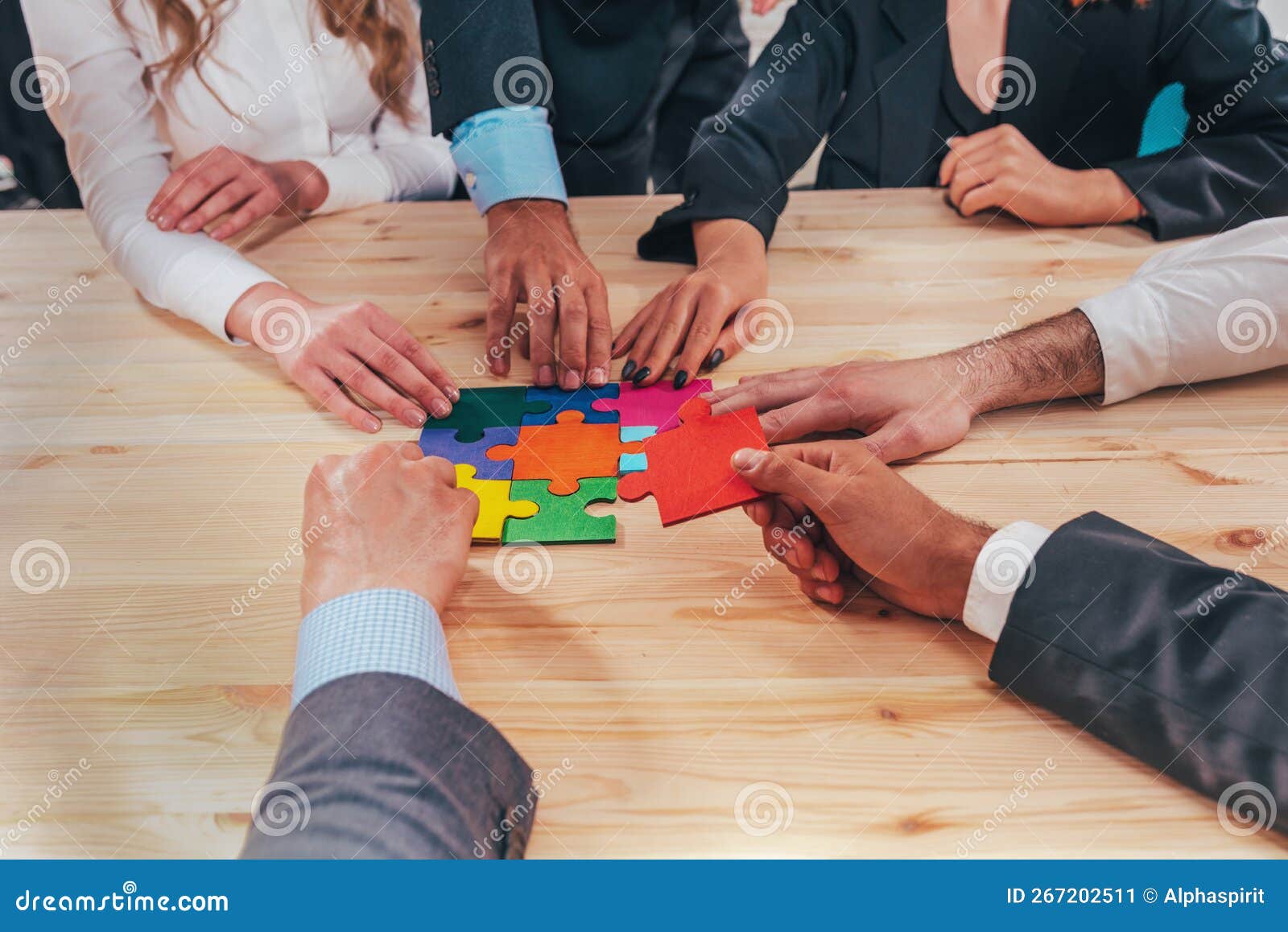 Teamwork of Partners Connect Puzzle Pieces As Integration and Startup ...