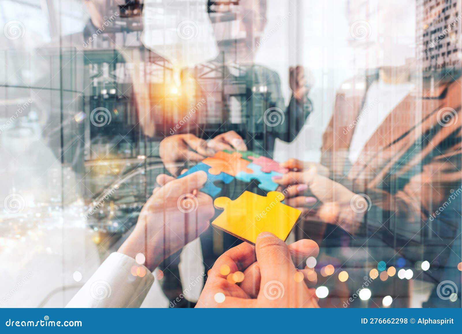 Teamwork of Partners Connect Puzzle Pieces As Integration and Startup ...