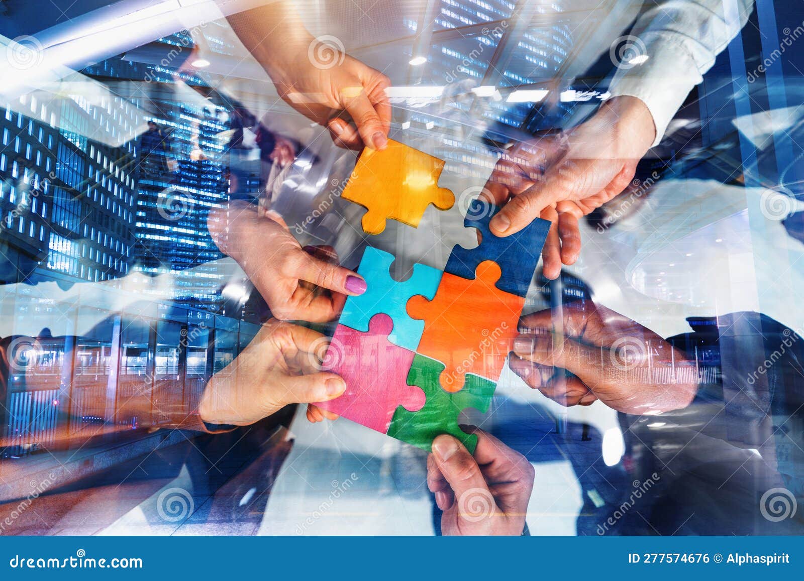 Teamwork of Partners Connect Puzzle Pieces As Integration and Startup ...