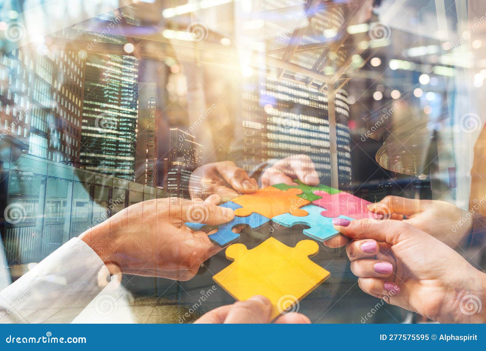 Teamwork of Partners Connect Puzzle Pieces As Integration and Startup ...