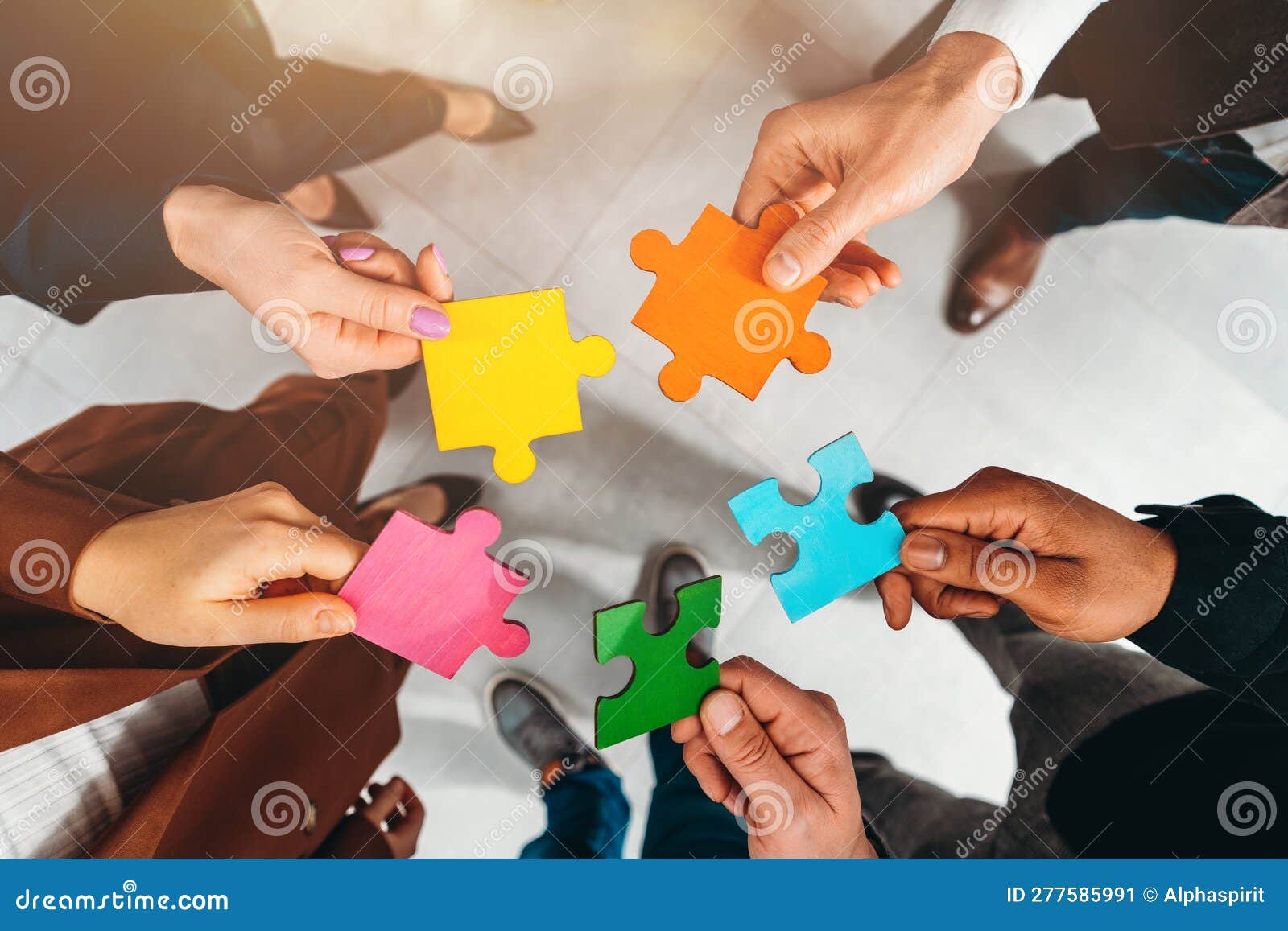 Teamwork of Partners Connect Puzzle Pieces As Integration and Startup ...