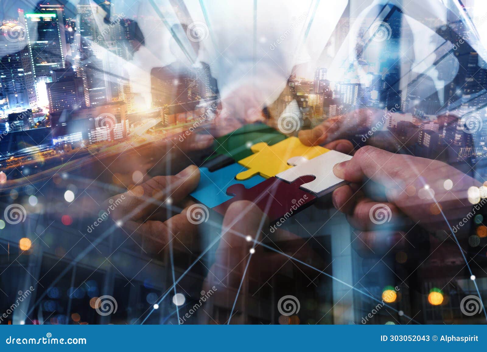 Teamwork of Partners Connect Puzzle Pieces As Integration and Startup ...