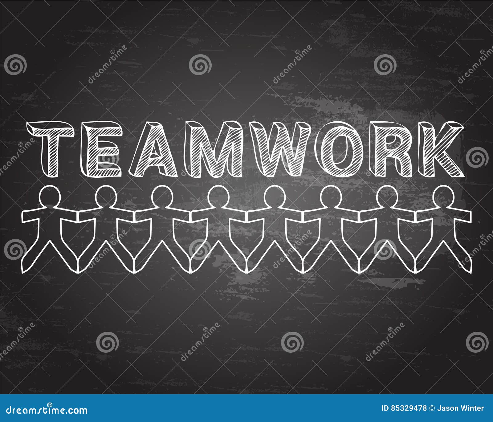 Teamwork People Blackboard stock illustration. Illustration of ...