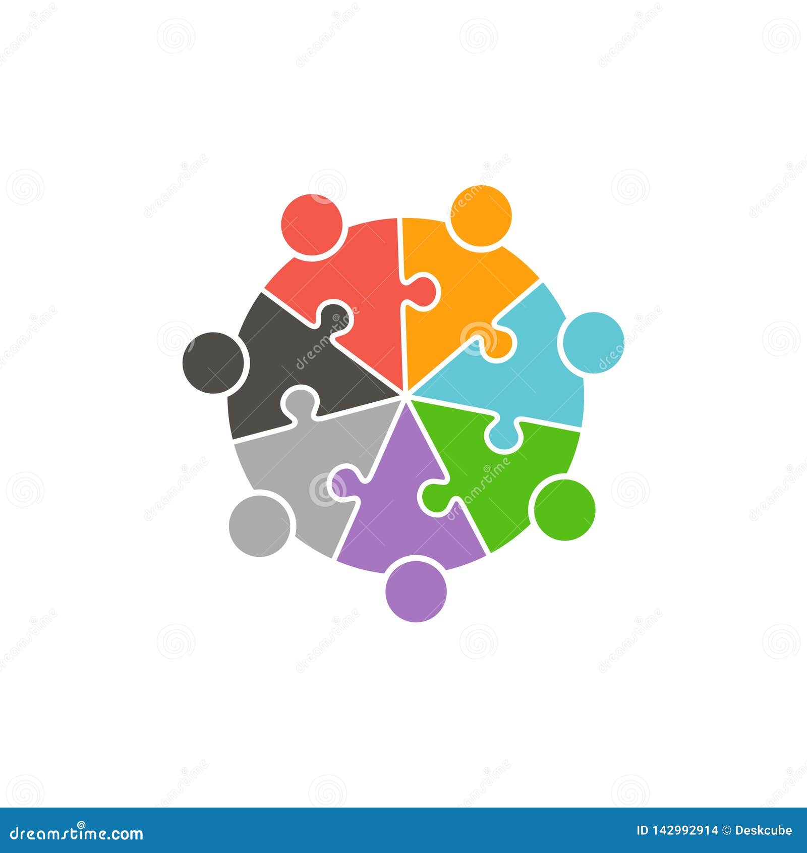 Teamwork People Circle in Puzzle Pieces Logo Stock Vector ...