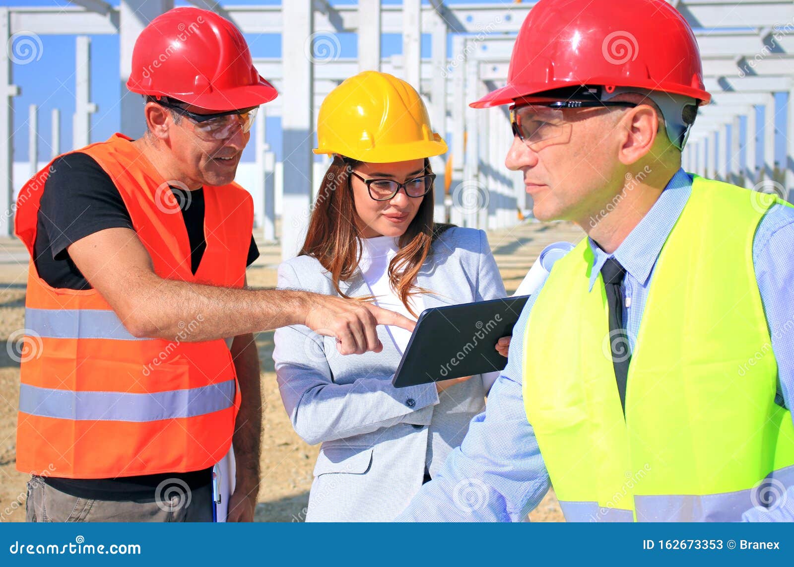 Teamwork and People Concept - Group of Builders and Architect on ...