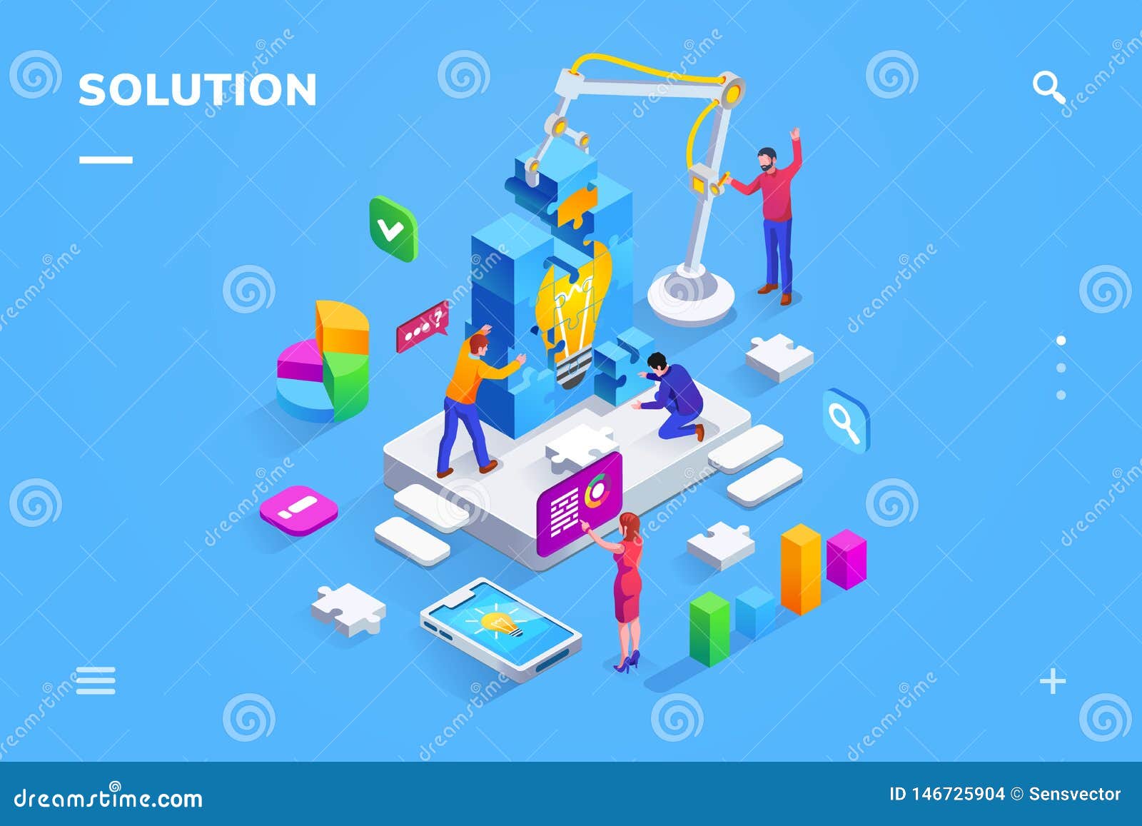 Teamwork of People at Finding Business Solution Stock Vector ...