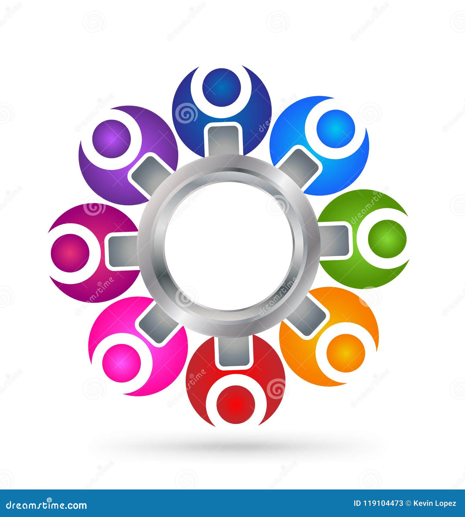 Teamwork People with Gear Icon Stock Vector - Illustration of group ...