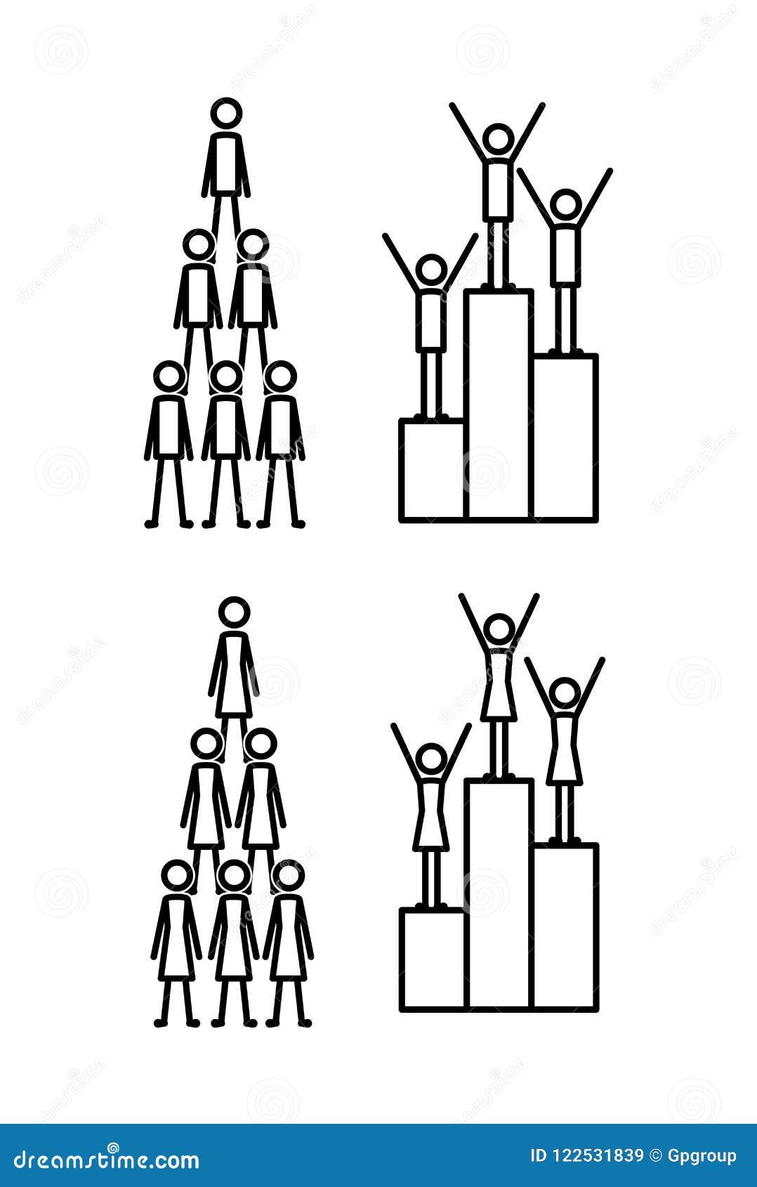 Teamwork People Linear Figures Stock Vector - Illustration of people ...